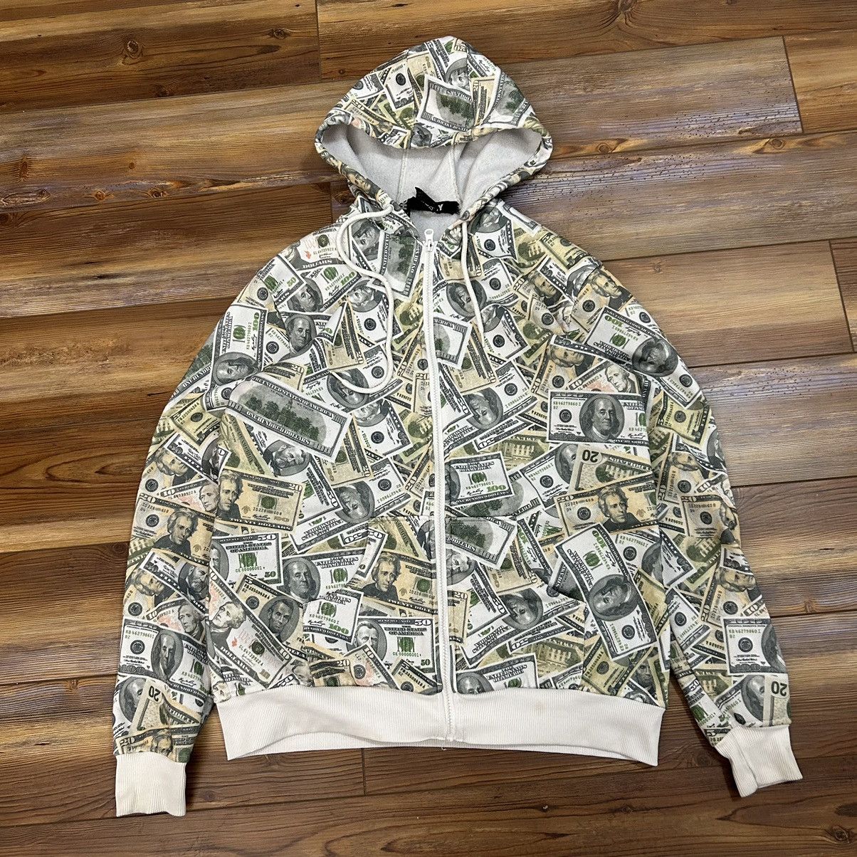 Streetwear Y2K Green Money Dollar Bills AOP Sweatshirt Hoodie Baggy ...