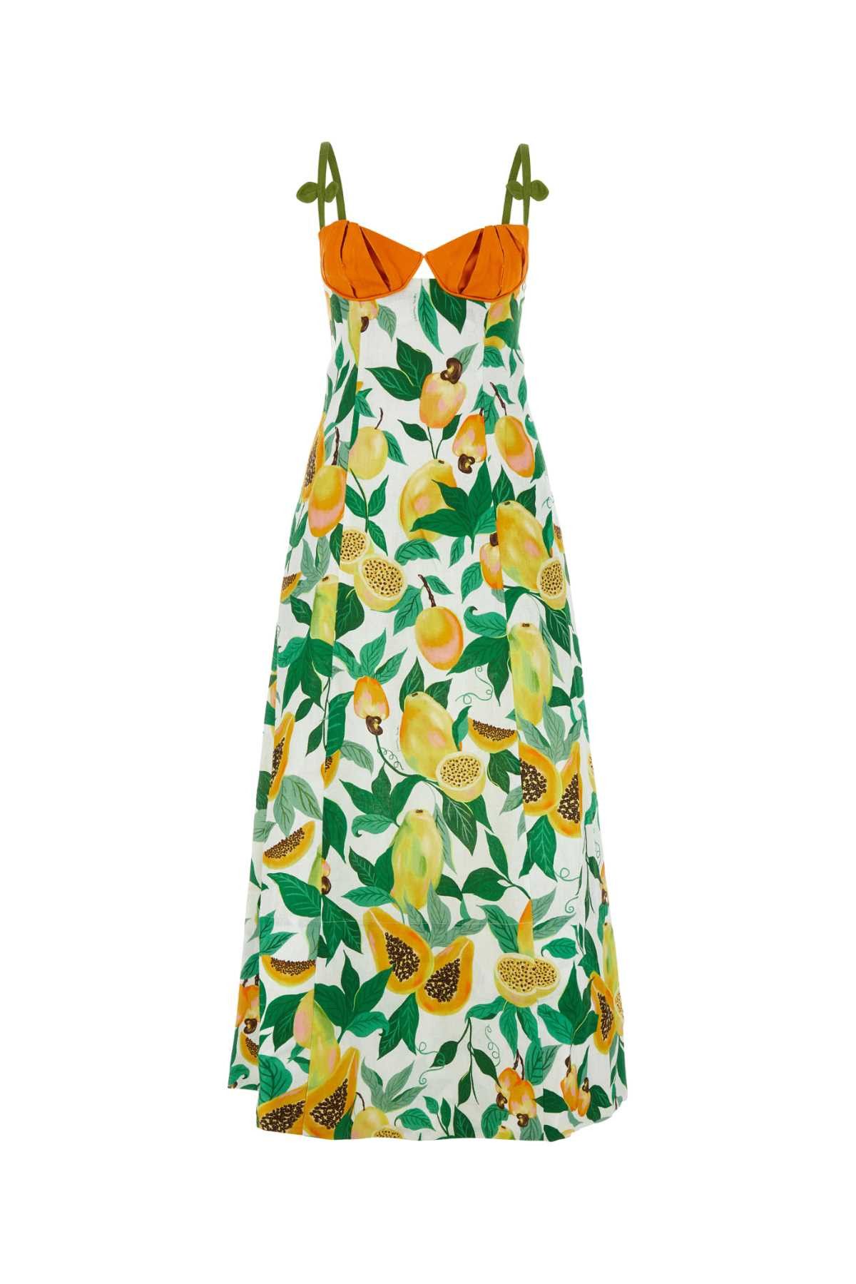 Farm Rio Printed Linen Papaya Salad Dress | Grailed