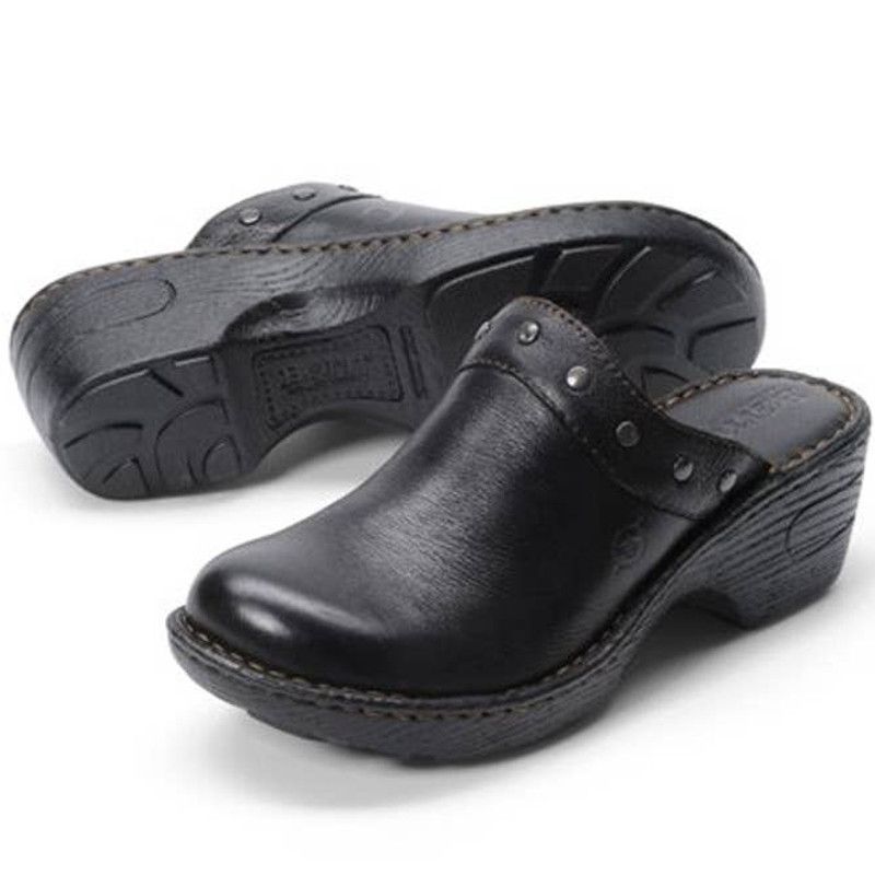 Born Born Naomi Leather Studded Comfort Clog Mules Black 8 / 39 | Grailed