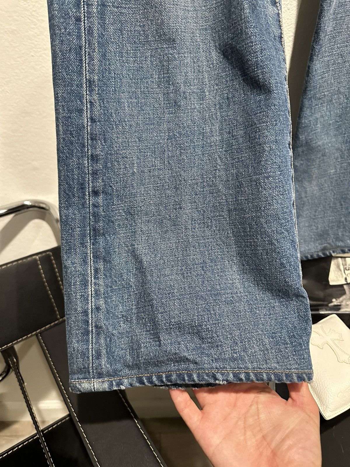 Celine × Hedi Slimane FL_001 Union Wash Flared Denim Jeans | Grailed