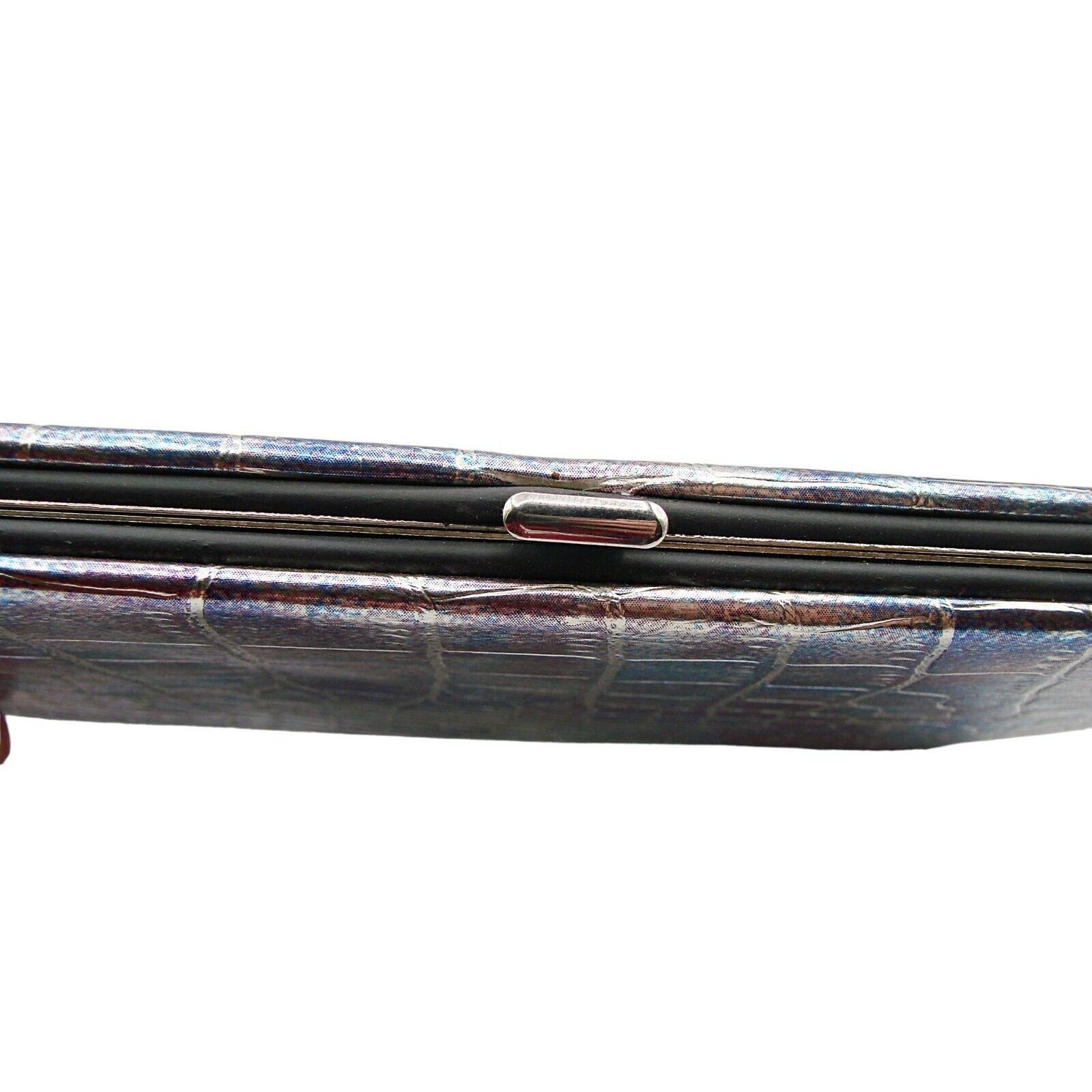 Vintage NEW Snap Wallet Faux Crocodile Skin Iridescent Holographic C ...