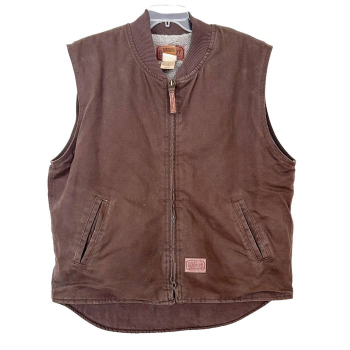 SCHMID Schmidt Workwear Brown Sherpa Lined Vest Sz L | Grailed