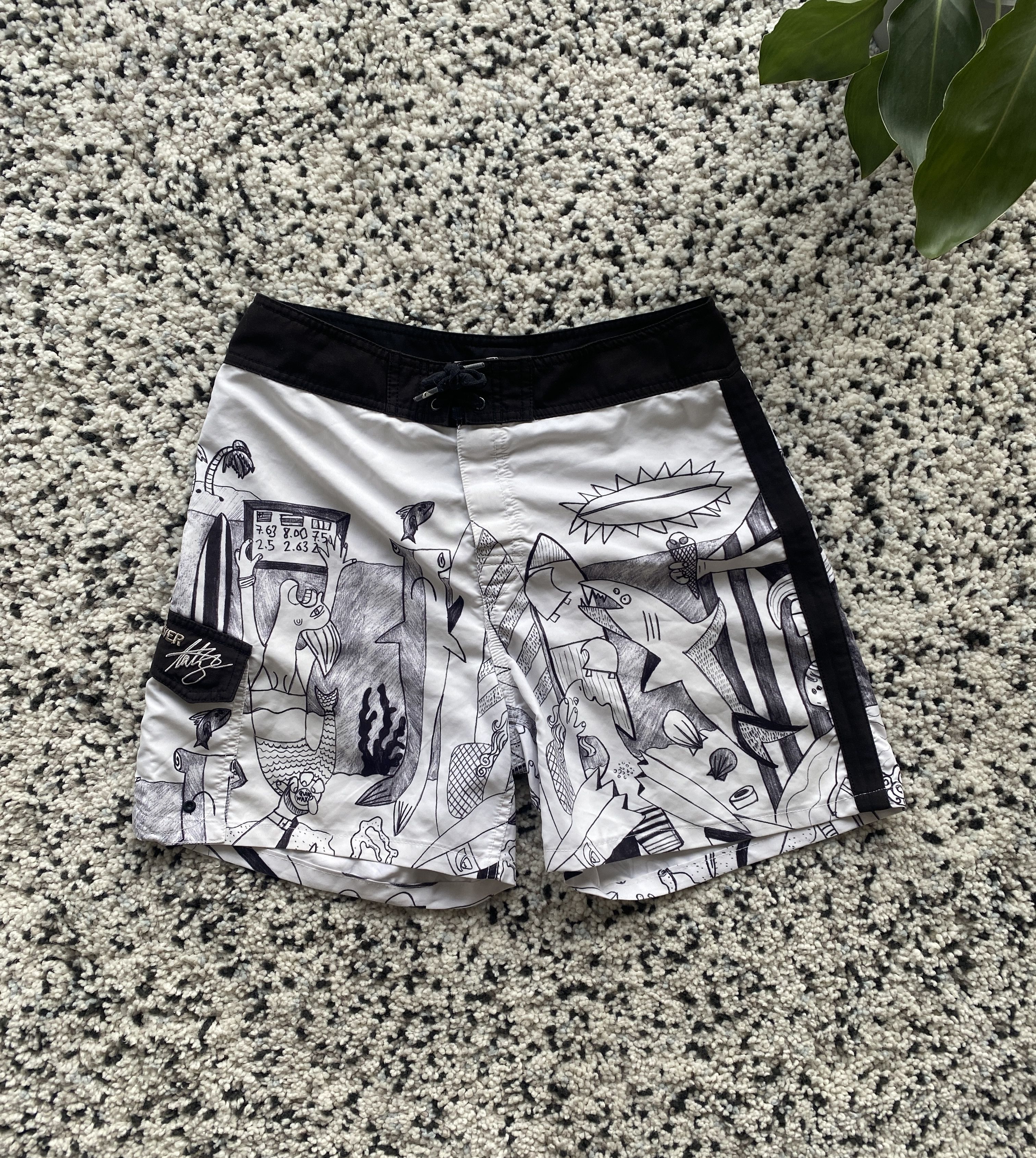 Picasso × Quicksilver × Quiksilver Vintage Picasso Print Short White ...
