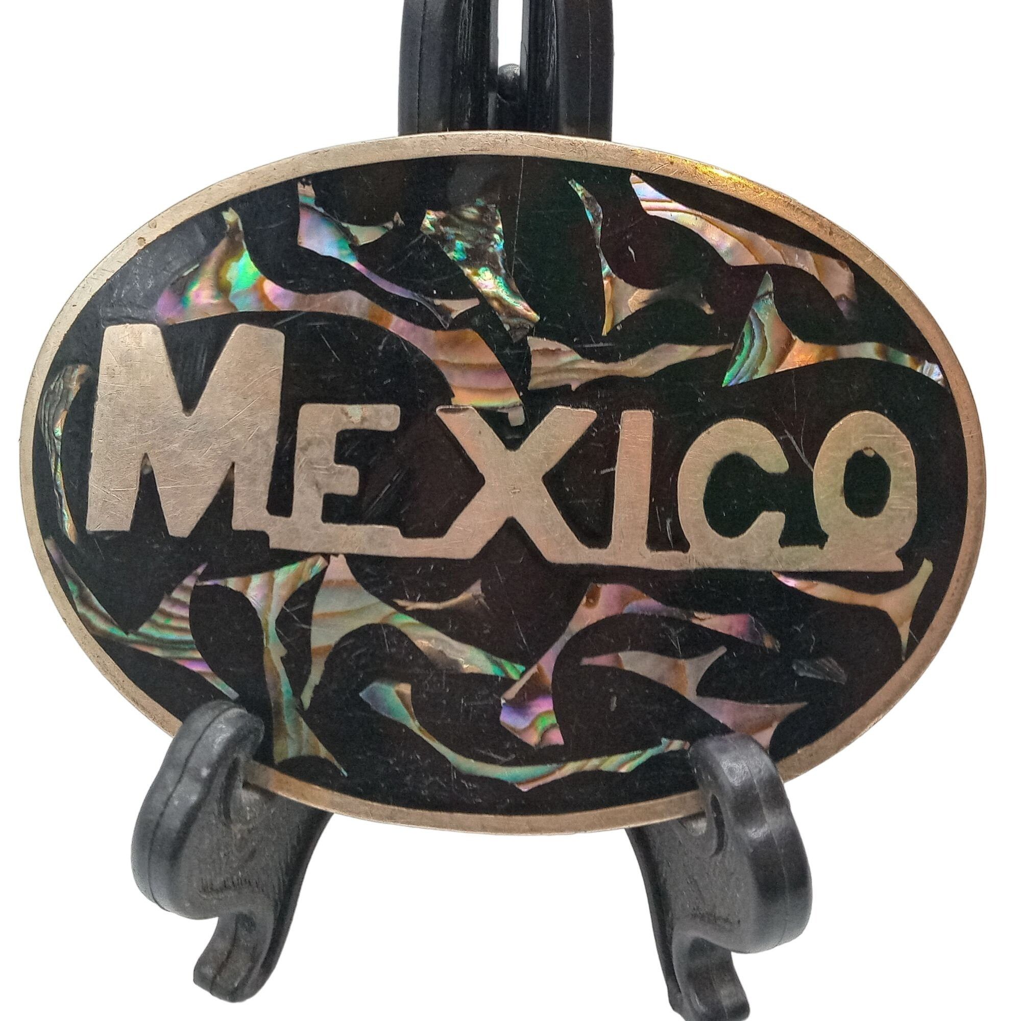 Vintage Vintage Mexico Belt Buckle Abalone Shell Western Wear Cowboy ...