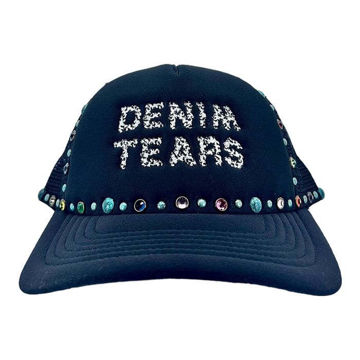 DENIM TEARS Denim Tears Rhinestone Wreath Trucker Hat Black Pre-Owned ...
