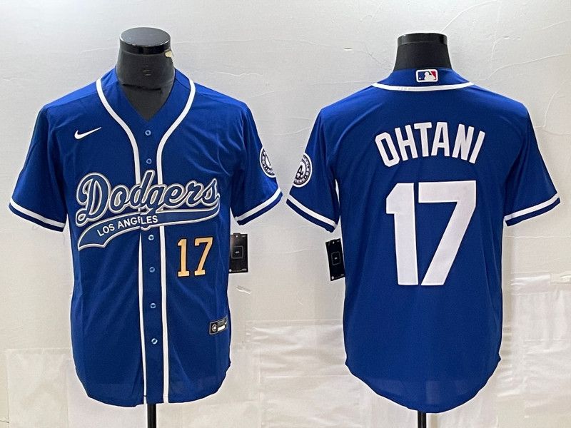 Custom Men's Los Angeles Dodgers #17 Shohei Ohtani Blue Jersey | Grailed