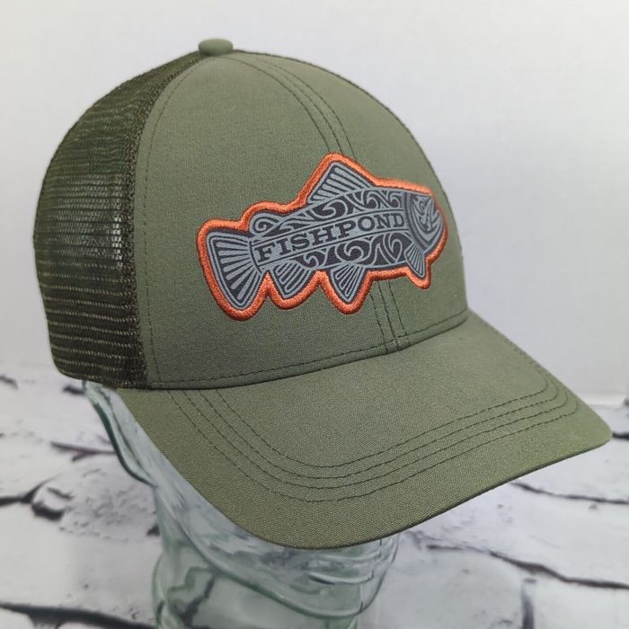 Olive Fishpond Patch Olive Green Snapback Hat Adjustable Ball Cap | Grailed