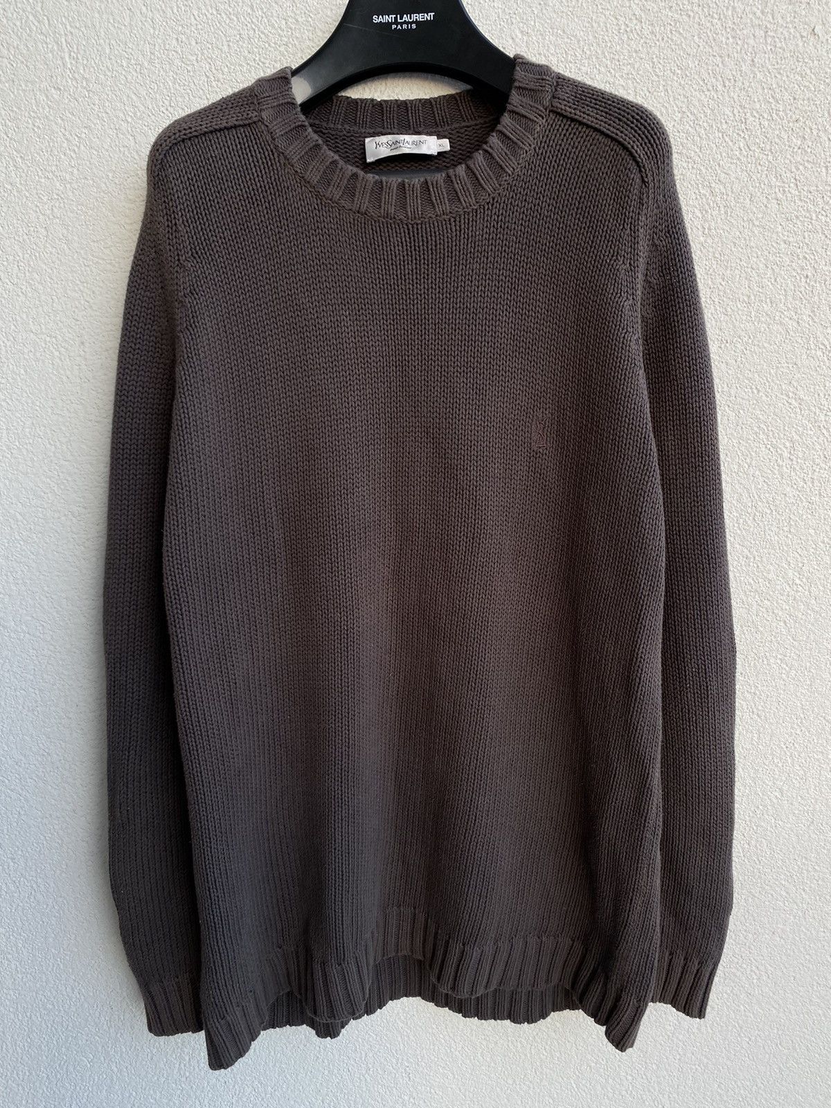 Vintage Heavy YSL Sweater Knit Dark Grey Thick | Grailed