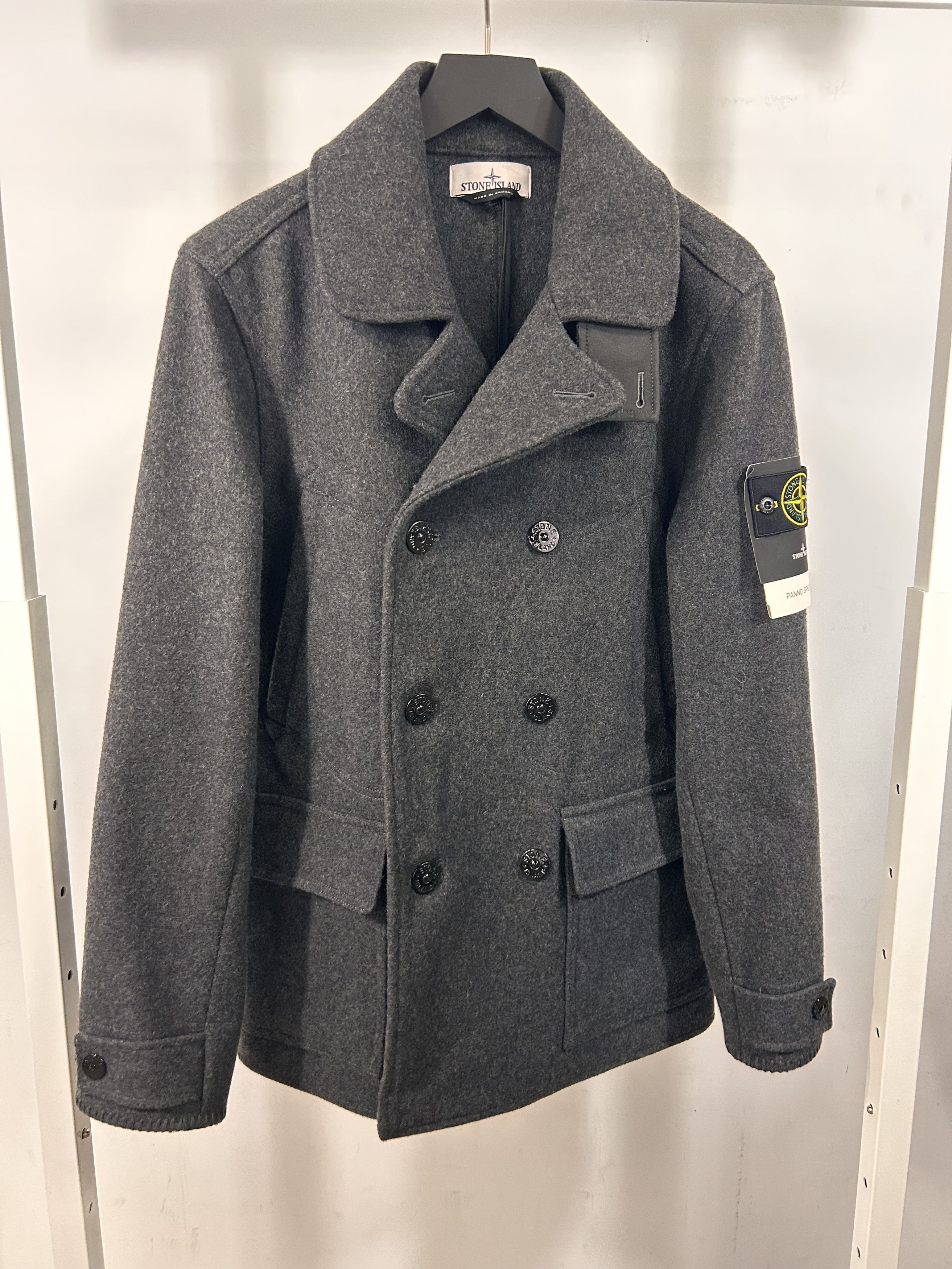 Stone Island Stone Island Special Cloth Double Breasted Coat Dark Grey ...