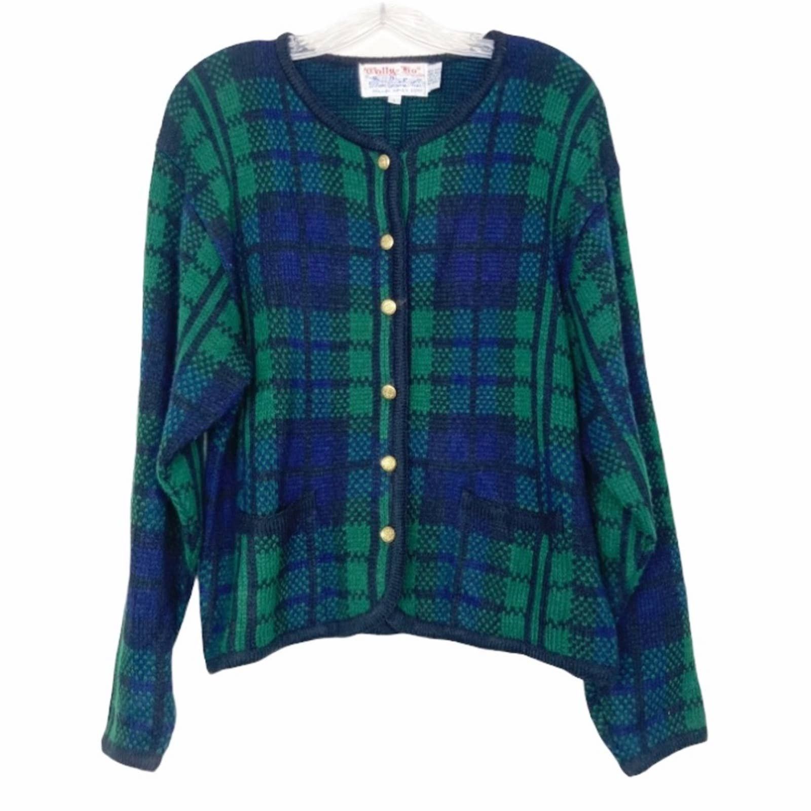 Vintage Vintage Tally Ho green plaid button front sweater | Grailed