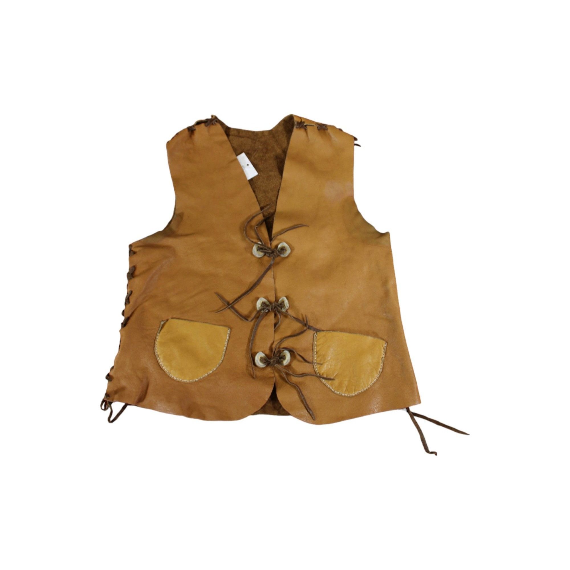 Other Vintage Western Leather Vest with Eagle Design Tan (See Dime ...