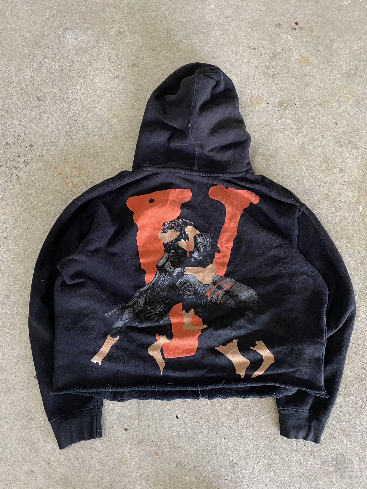 Vlone City Morgue X Vlone Collab Dog Rare Skull Cropped Hoodie | Grailed