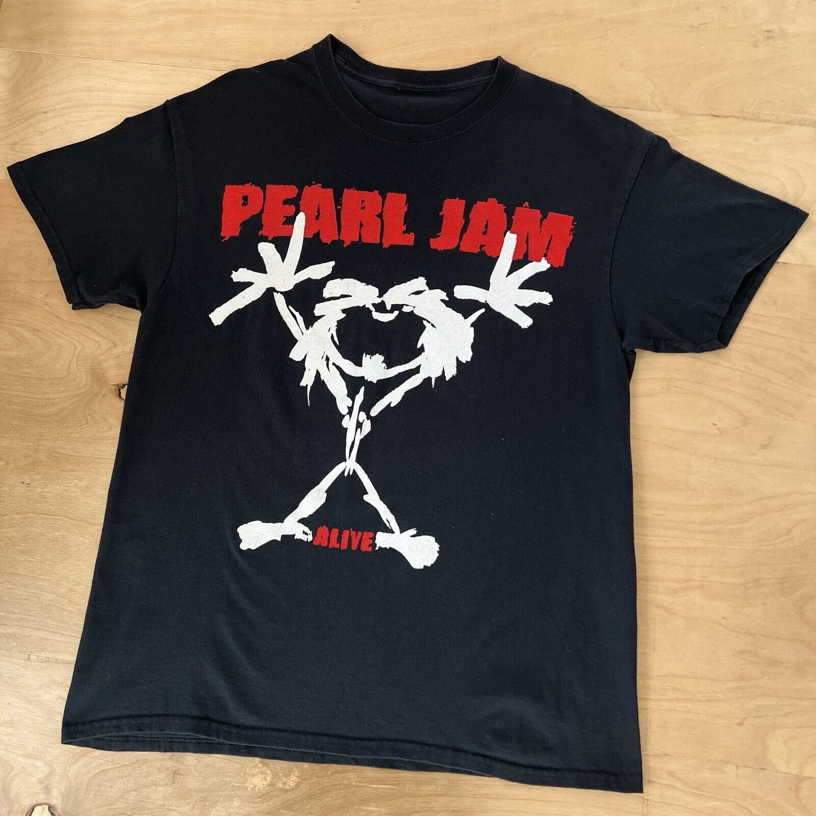 Vintage Pearl Jam Alive Shirt Large Black Y2K Band Tour Stick Figure ...