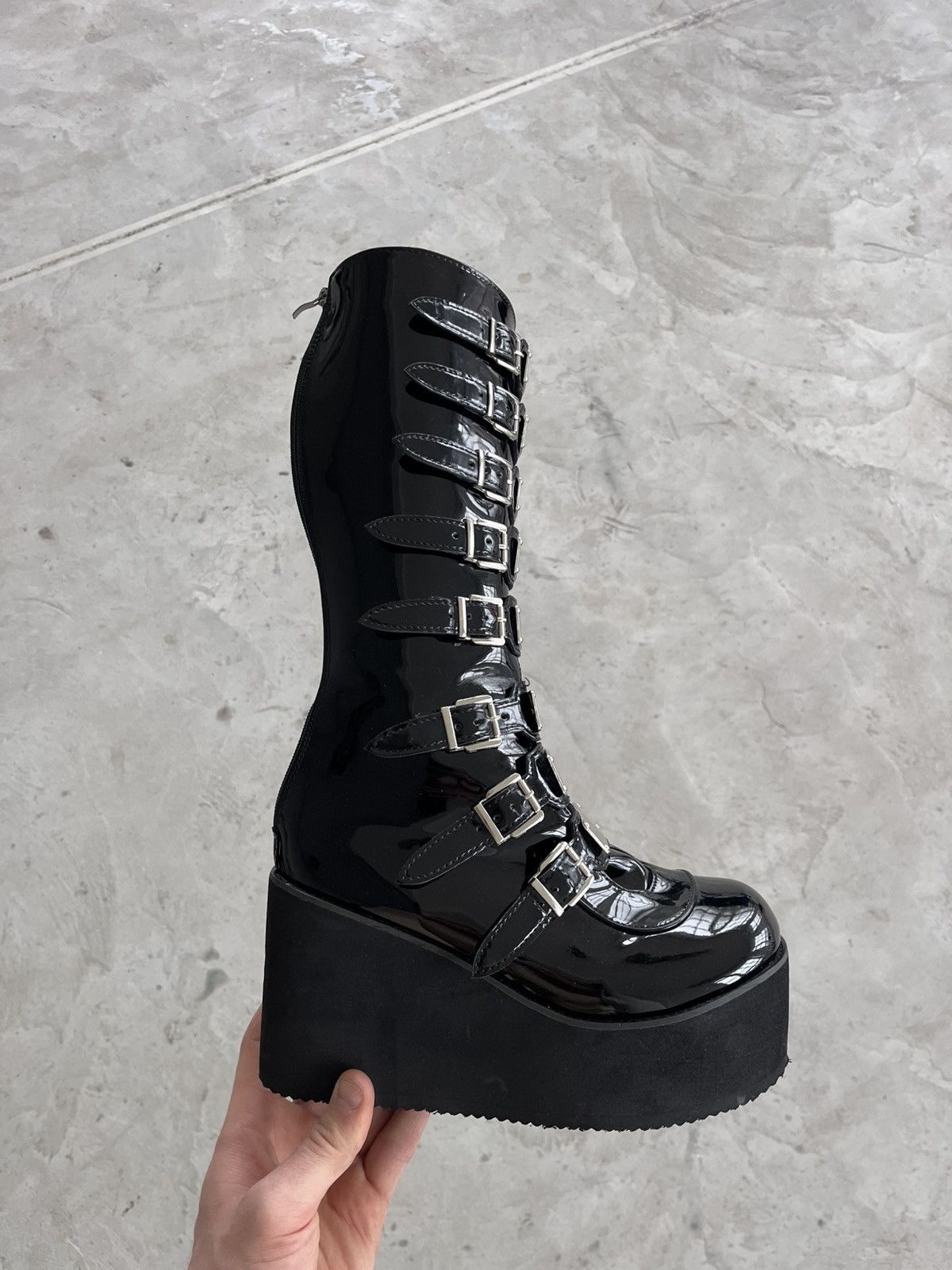 Demonia Cult Demonia Black Opium Gothic Platform Botforts High Boots ...