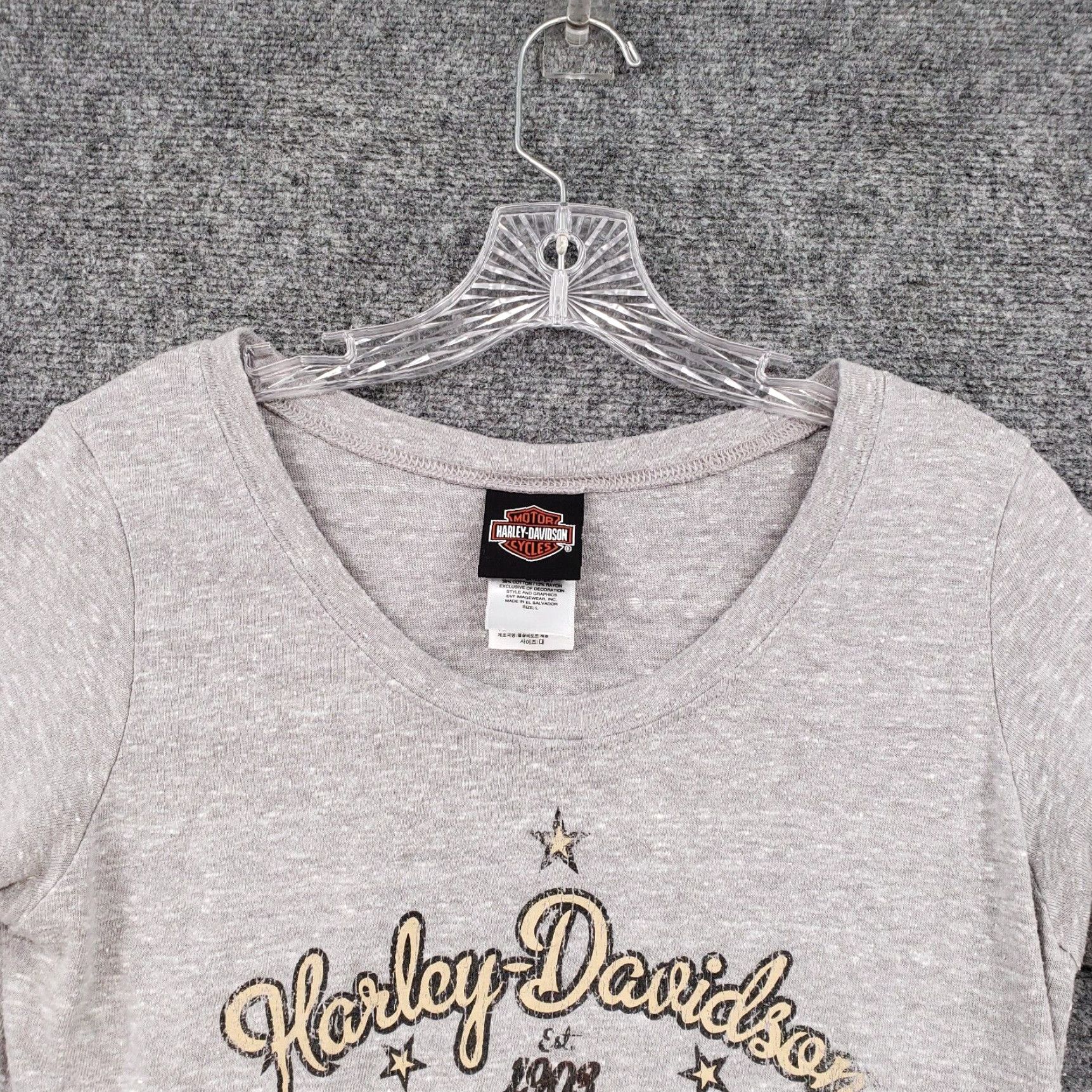 Harley Davidson Womens Harley Davidson Gray Motorcycle Biker Short Sleeve T Shirt Large Size Y2K ...