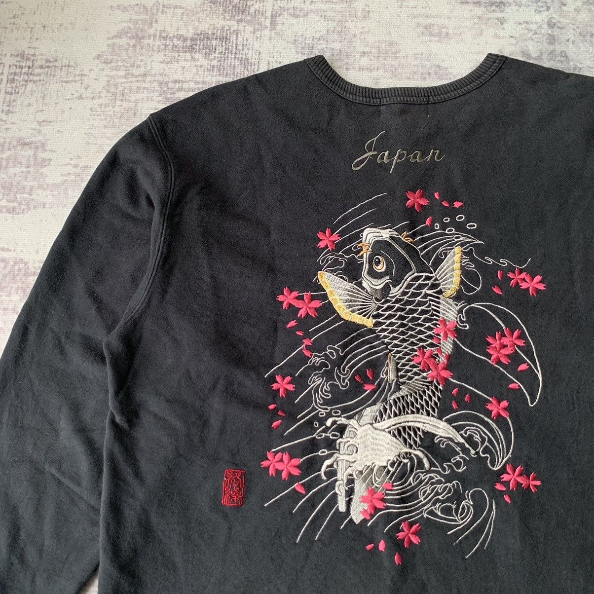 Japanese Classic Script Karakuri Tamashi Koi Fish Embroidered ...