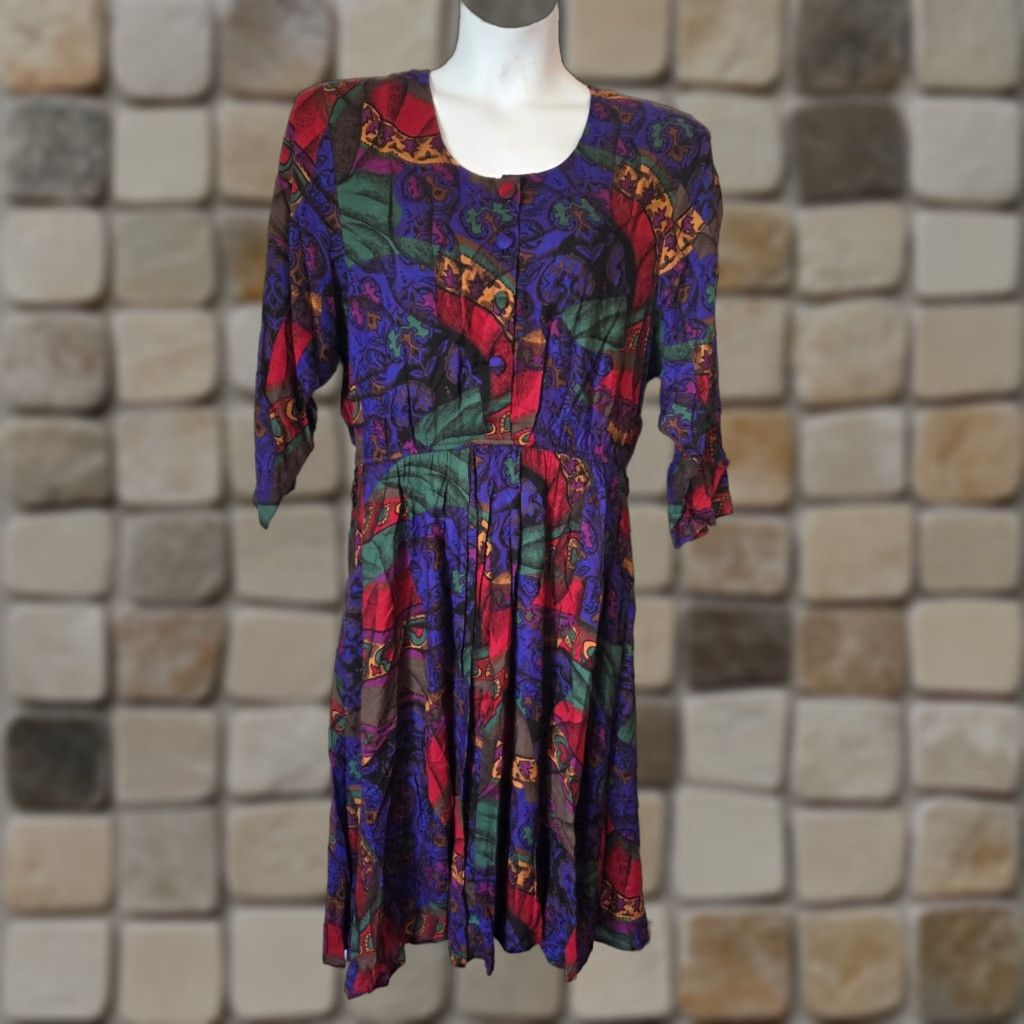 Vintage VINTAGE Anthony Mark Hankins Abstract Art Print Midi Dress ...