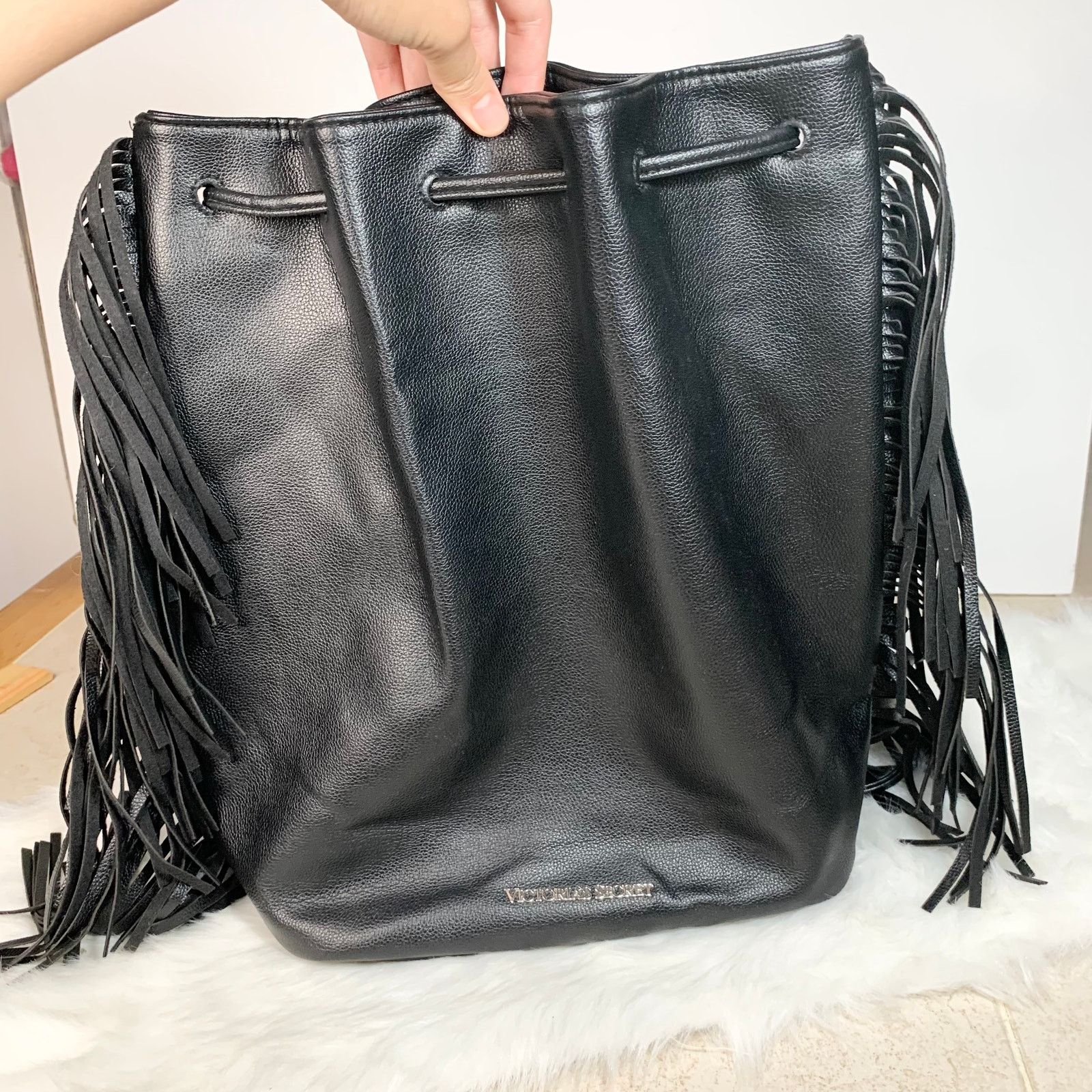 Victoria's Secret Victoria's Secret faux leather black bag backpack ...