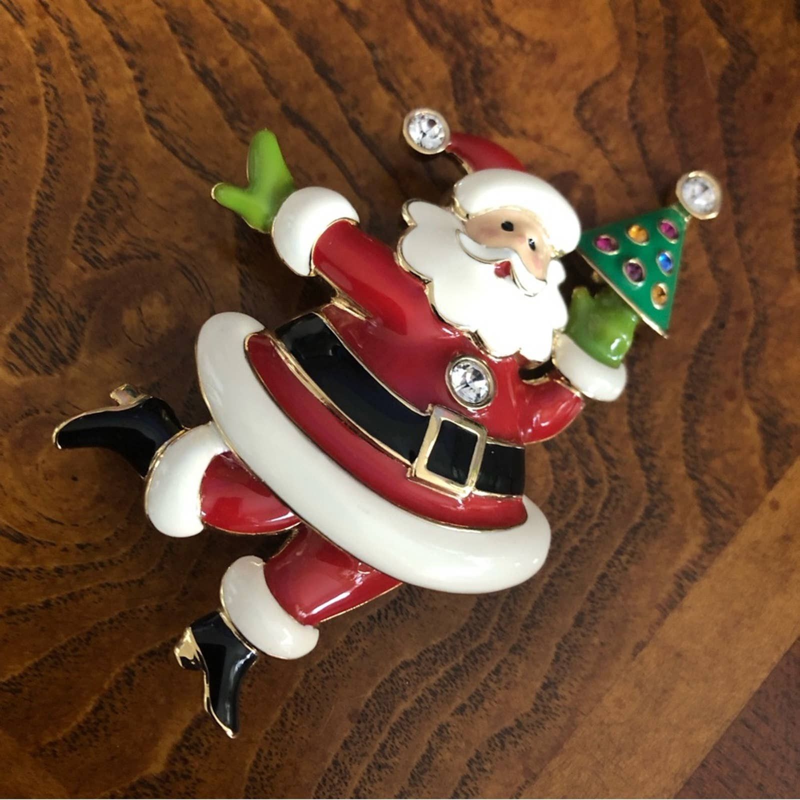 Vintage Vintage Bob Mackie enamel Santa brooch pin | Grailed