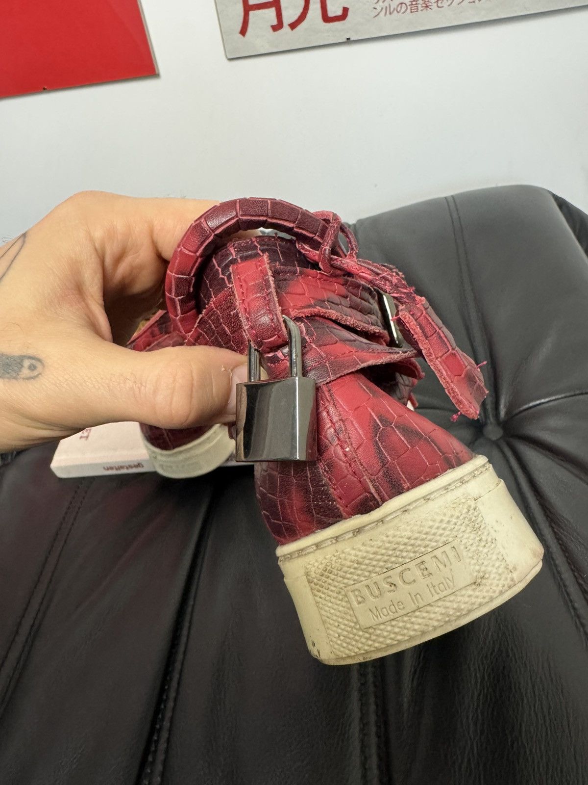 Buscemi Buscemi 100MM Lock High Top Shoes Red Cheetah Leopard Rare ...