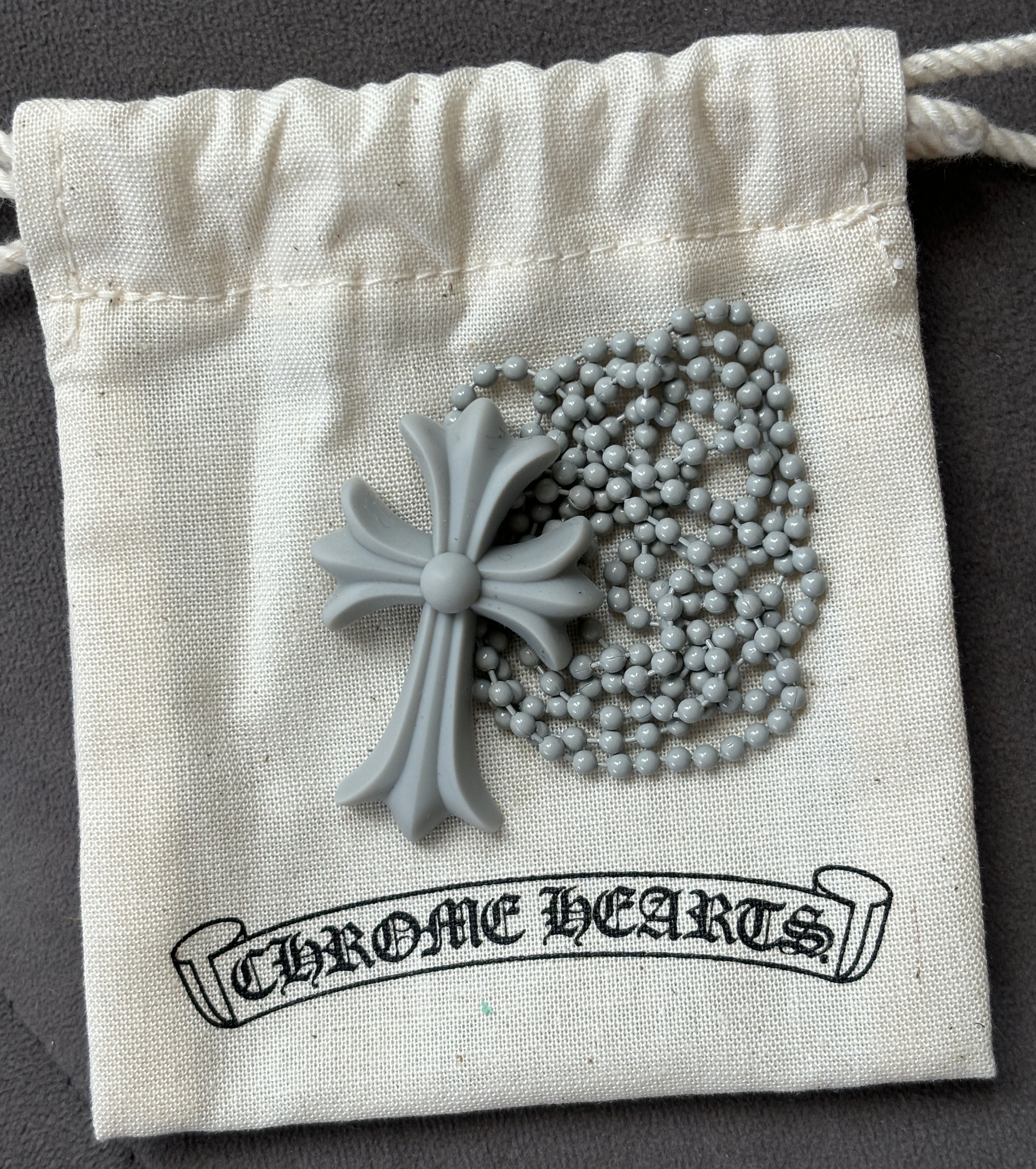 Chrome Hearts Chrome Hearts Cross Silicon Necklace With Ball Chain ...