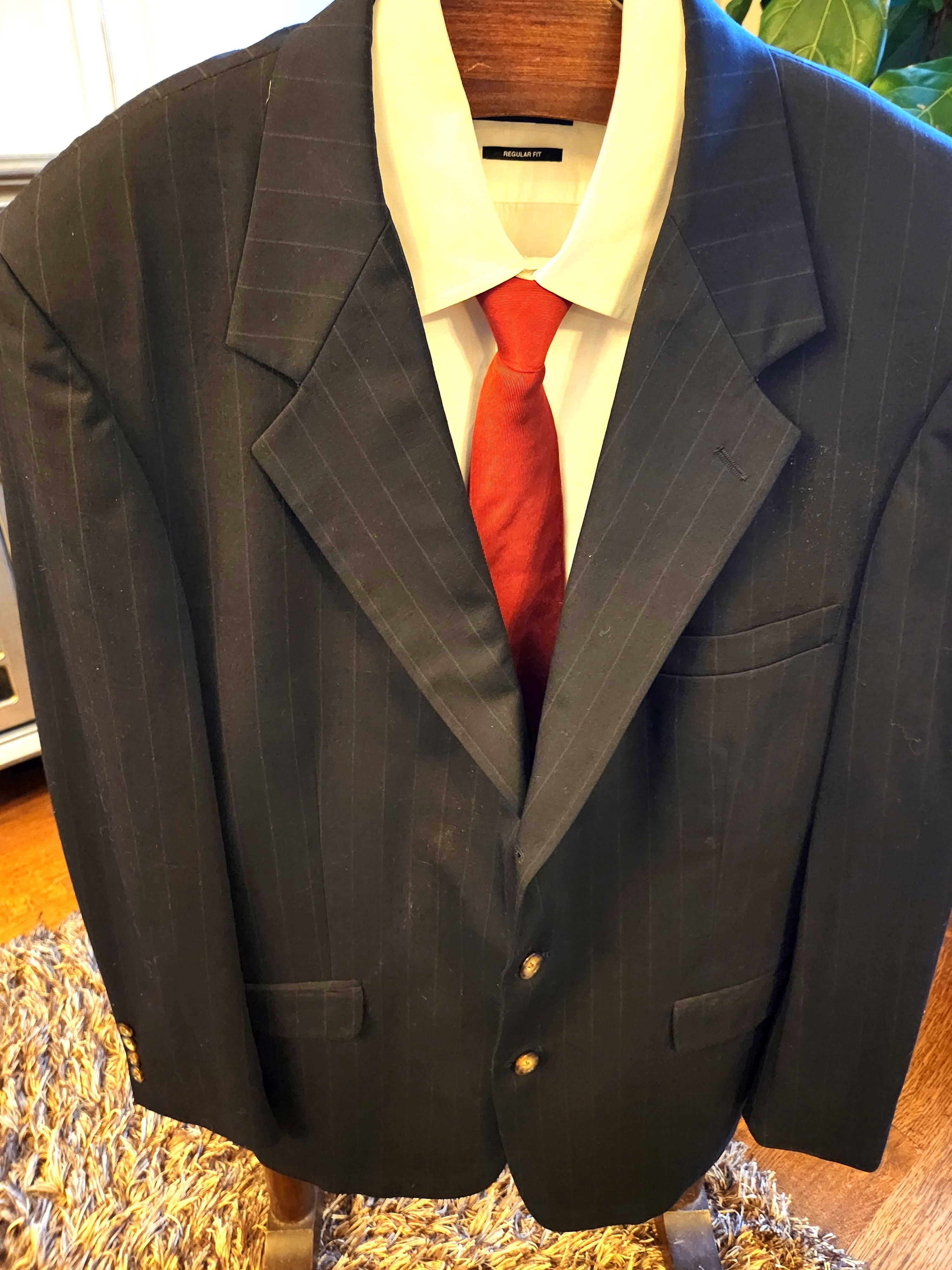 Vintage Vintage 90's Harold Powell 100% Wool Blue Pinstripe Suit | Grailed