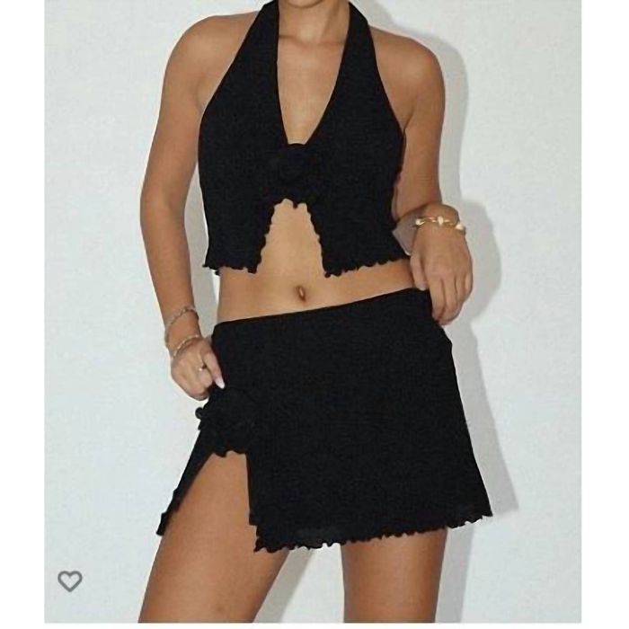 Designer BAILEY ROSE Cool Girl Halter Top And Skirt Set In Black | Grailed