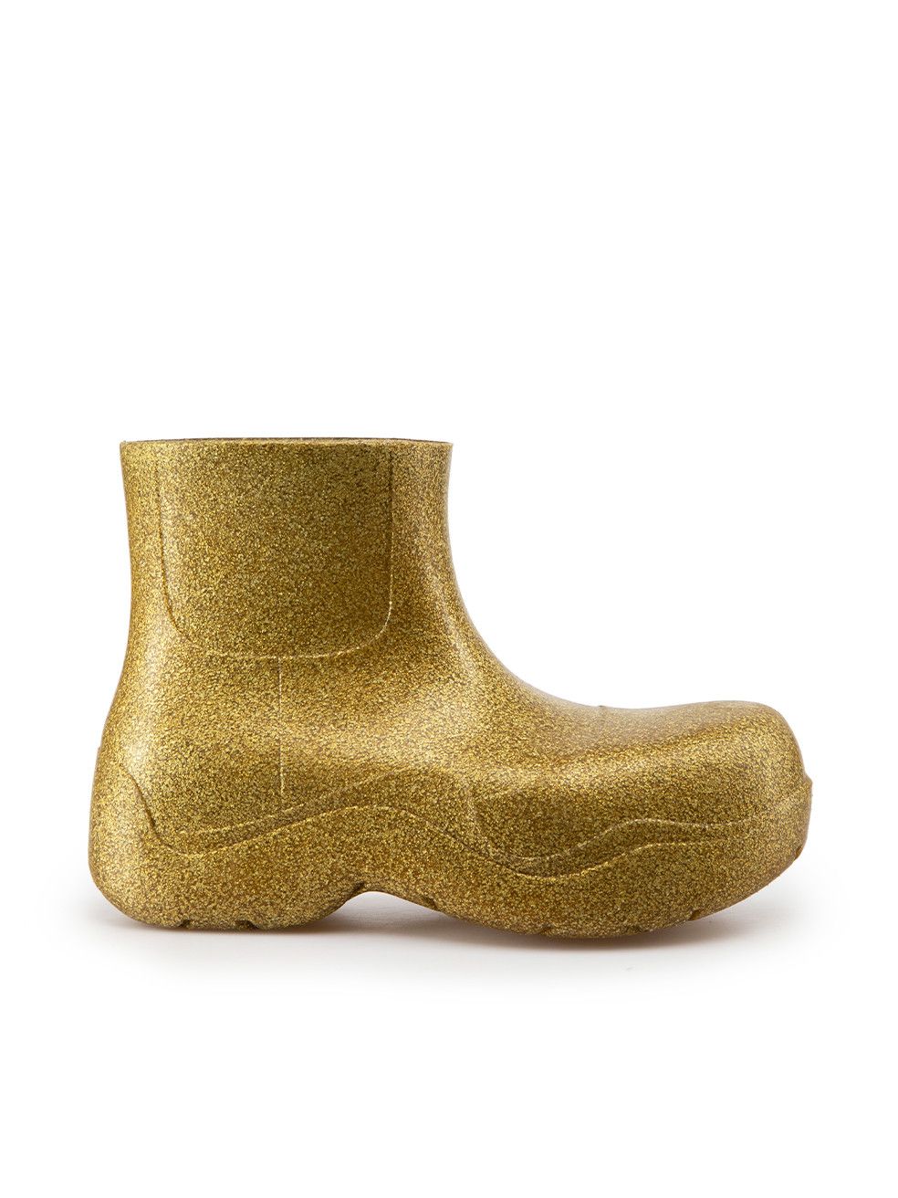 Bottega Veneta Gold Glitter Platform Puddle Boots | Grailed