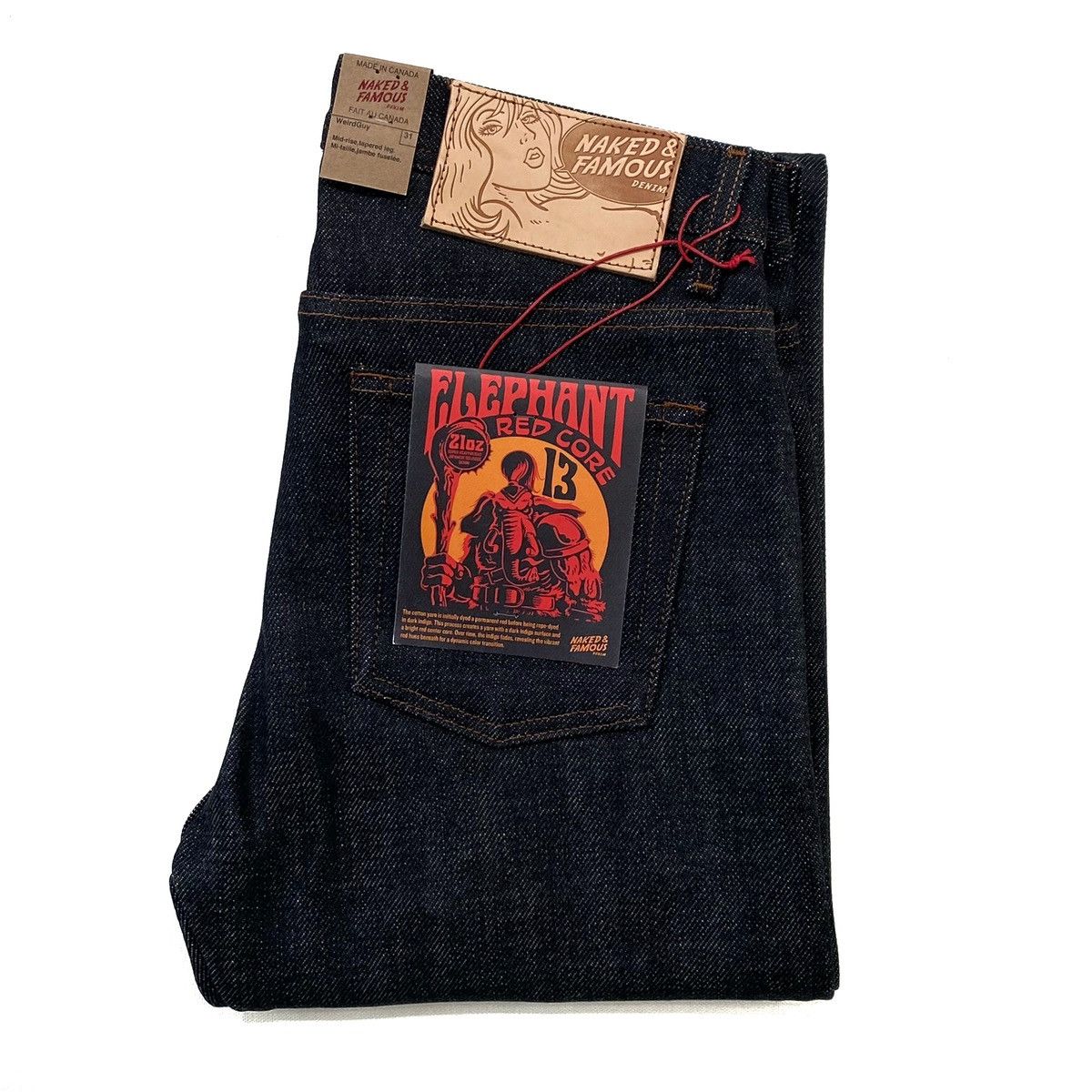 Naked & Famous Naked & Famous Weird Guy Elephant 13 Red Core Selvedge ...
