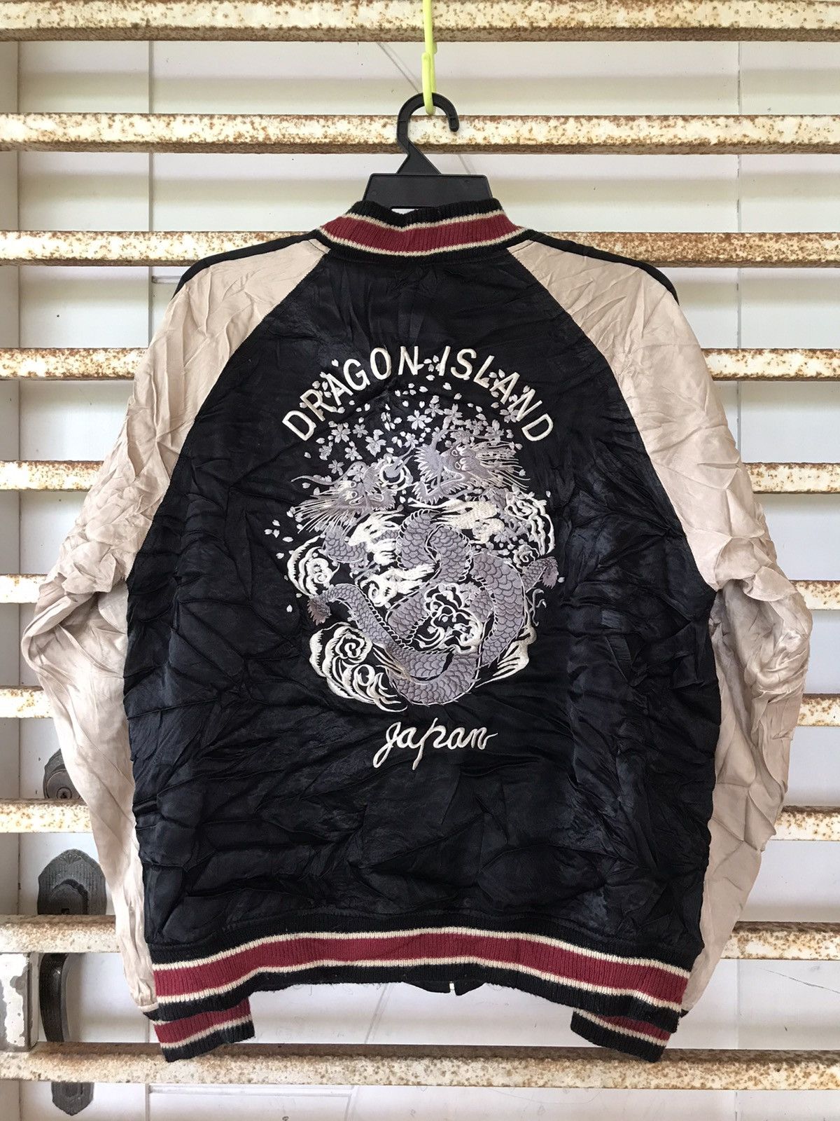 Avant Garde Sukajan Satin Bomber Jacket DRAGON / KOI FISH Embroidery ...