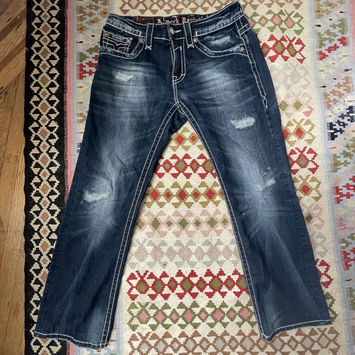 Vintage Y2K Rock Revival John Straight Embellished Bootcut Jeans | Grailed