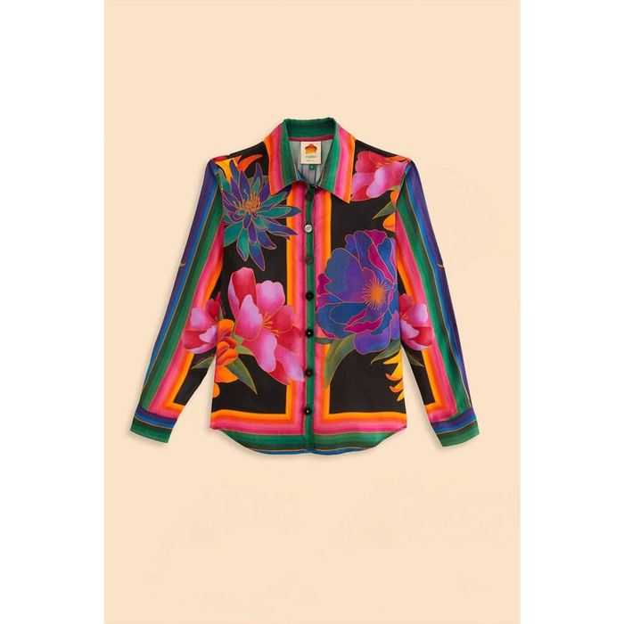 Farm Rio FARM RIO Flower Season Scarf Shirt In Black | Grailed