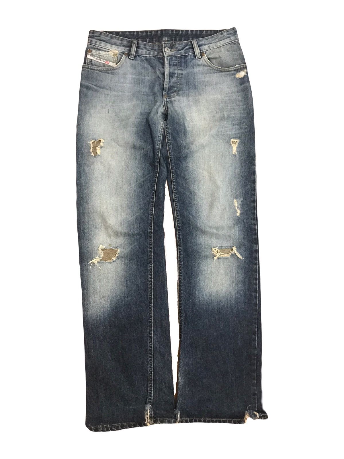 Diesel Washed Distressed Diesel Y2K Ripped Denim Jeans 00s opium | Grailed