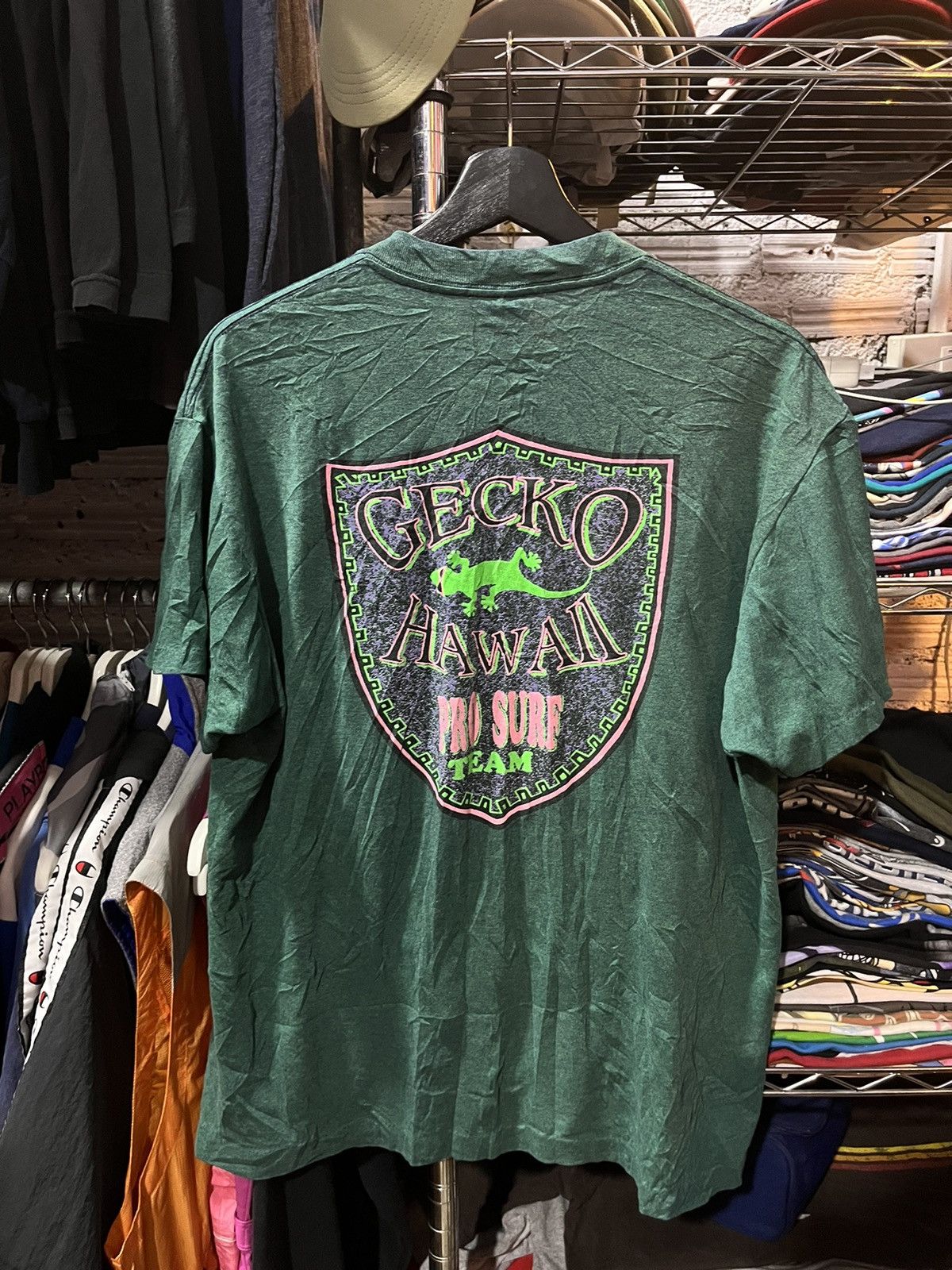 Art × Made In Usa × Vintage Gecko Hawaii Pro Surf Team Tee 1991s ...