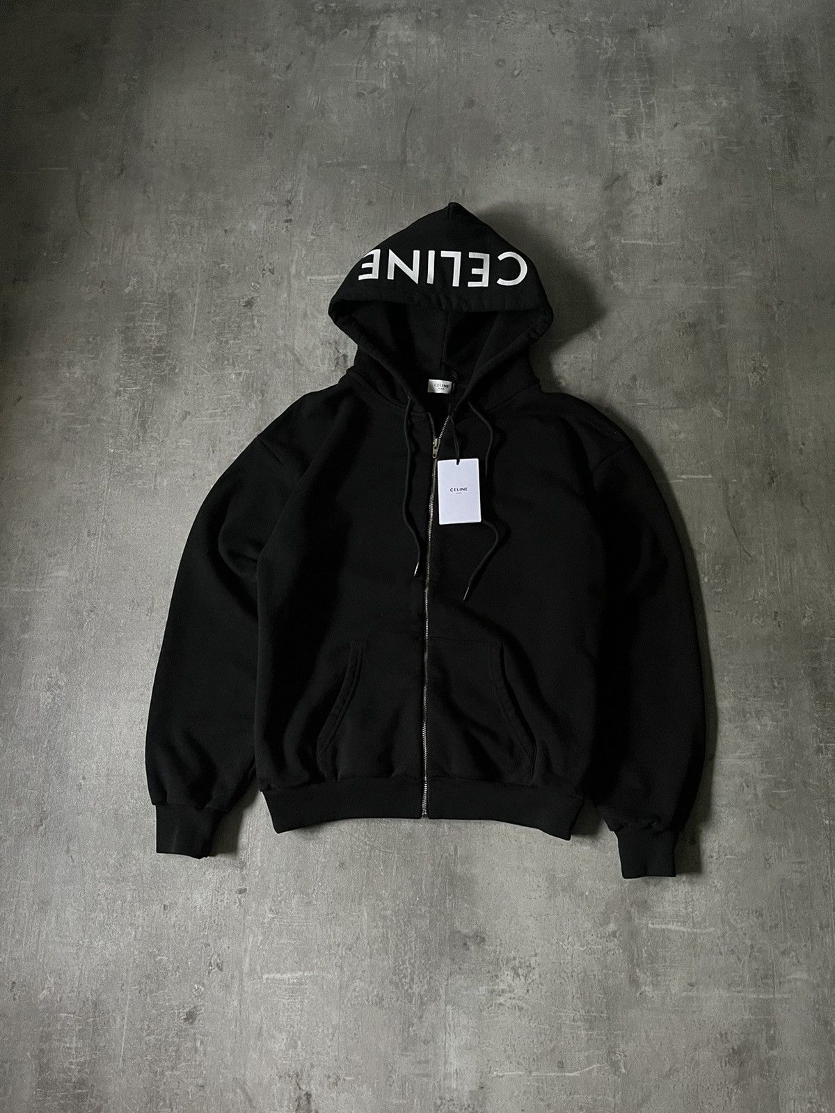 Celine × Luxury Celine zip up hoodie black oversize | Grailed