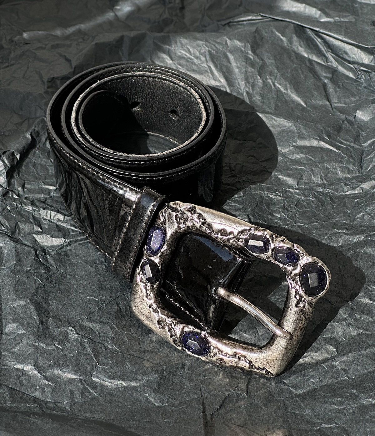 Prada × Streetwear × Vintage PRADA 2009 Resort Crystal Belt Patent ...