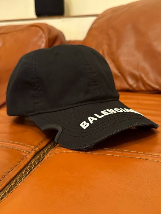 Balenciaga Balenciaga Notch distressed Baseball Cap Black Size L | Grailed