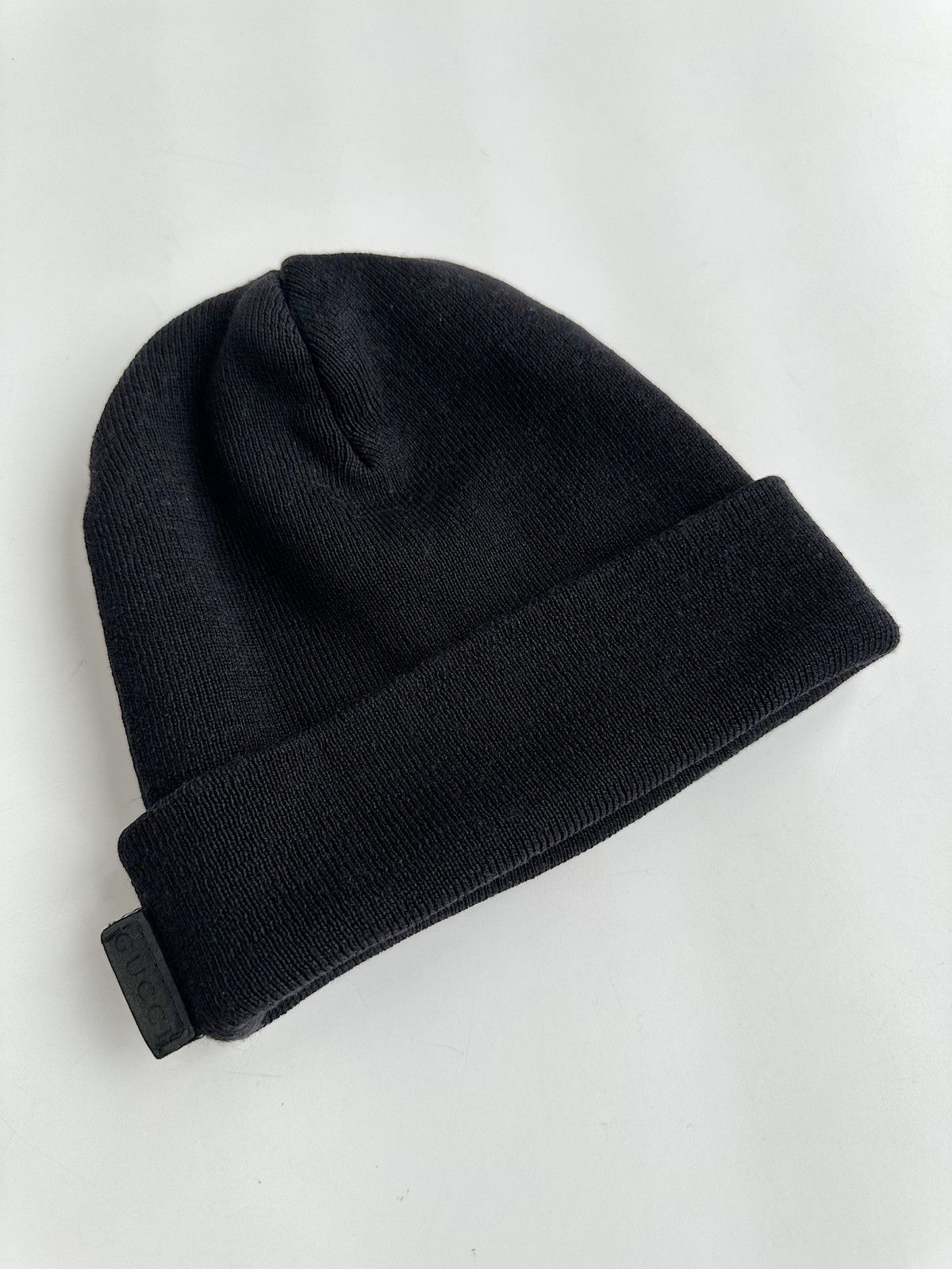 Gucci × Tom Ford × Vintage GUCCI FW1999 Logo Wool Stretch Beanie Hat ...