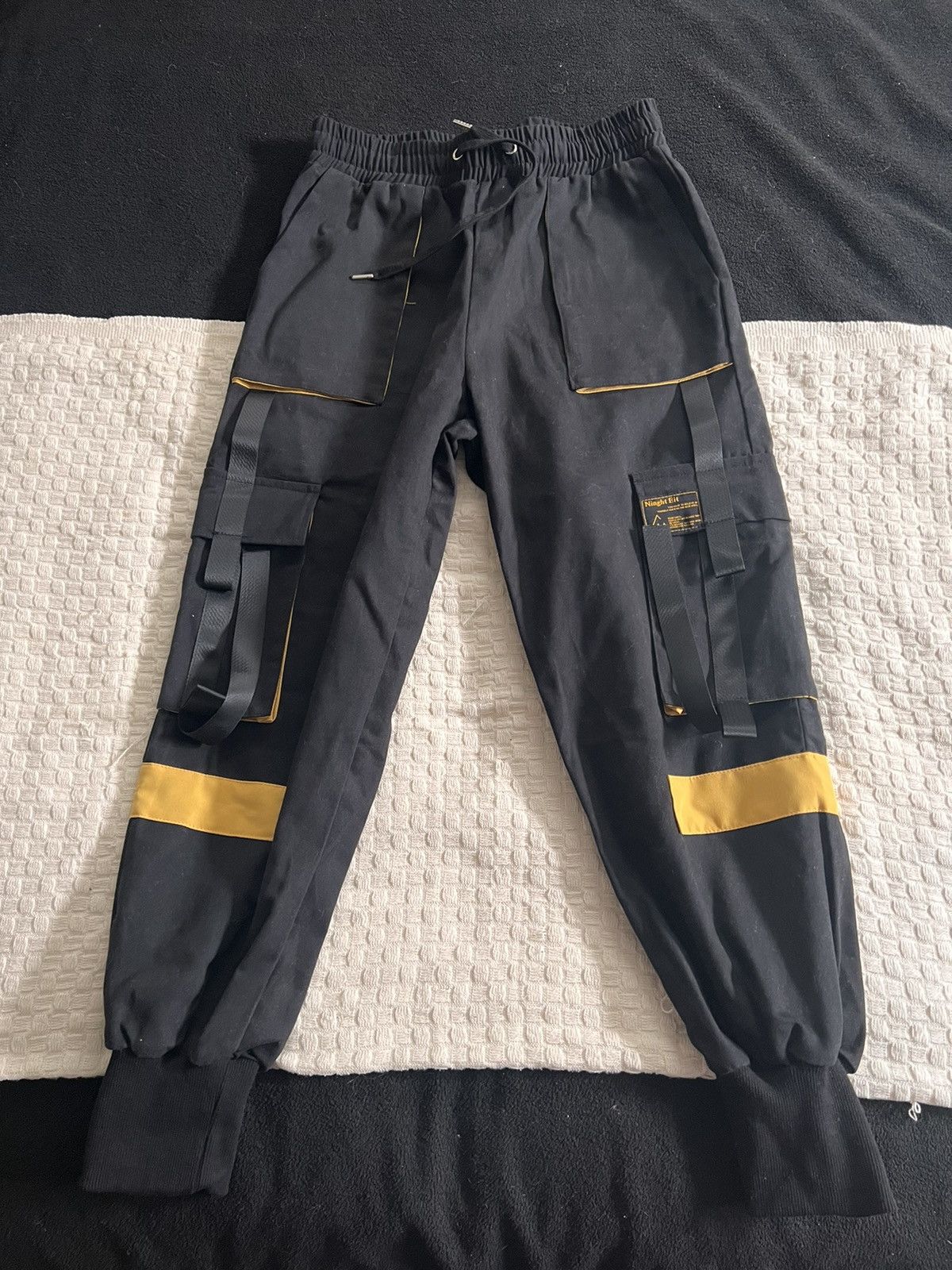 Japanese Brand TECHWEAR CRAZY BLACK AND YELLOW MULTIPOCKET BAGGY PANTS ...