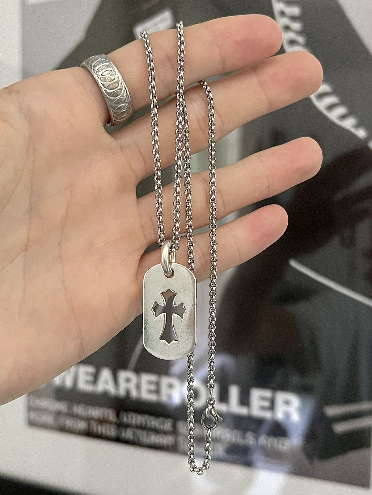 Chrome Hearts CUTOUT CROSS DOG TAG CHAIN | Grailed