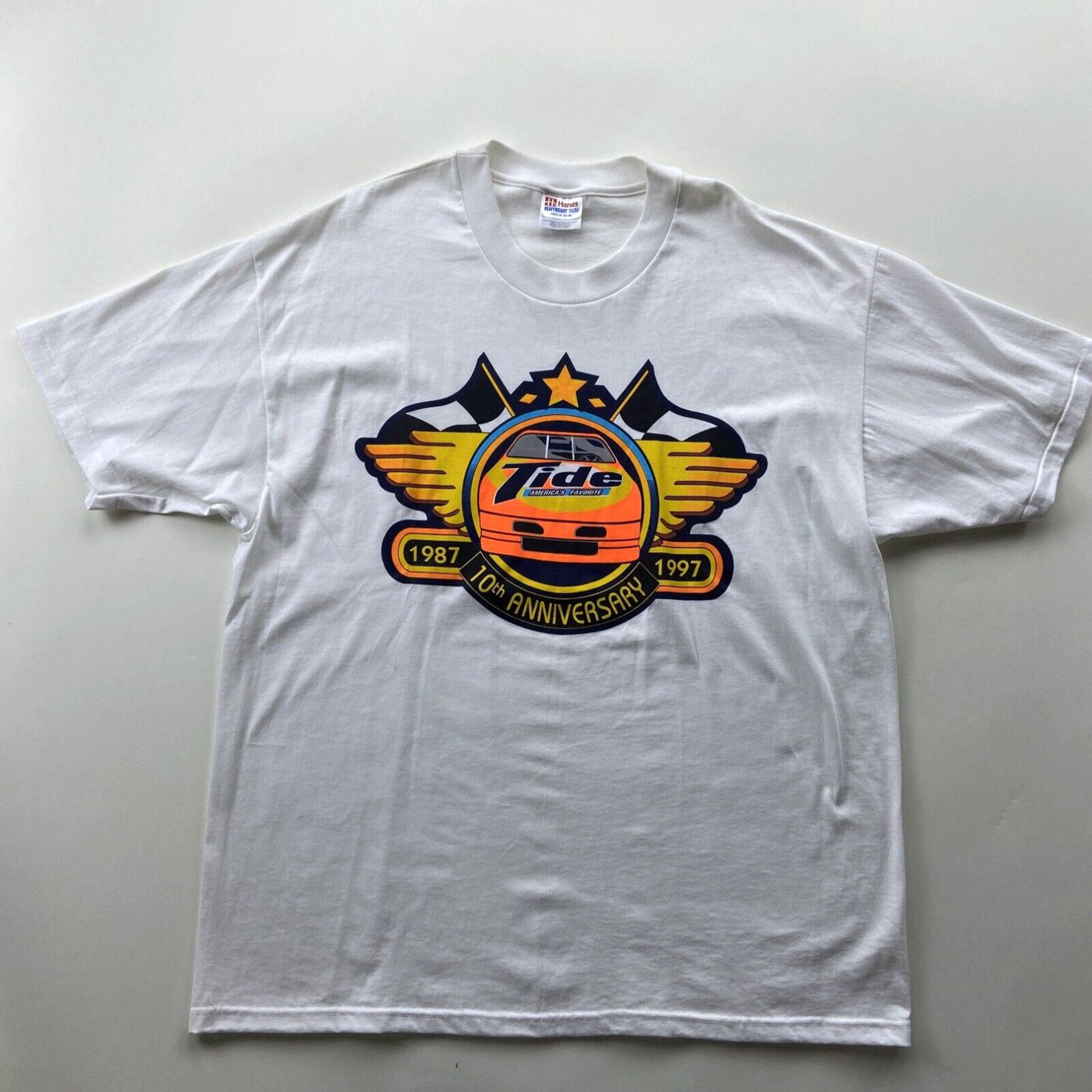 Hanes Vintage 1997 Tide Race Car shirt XL 10th Anniversary ricky rudd ...