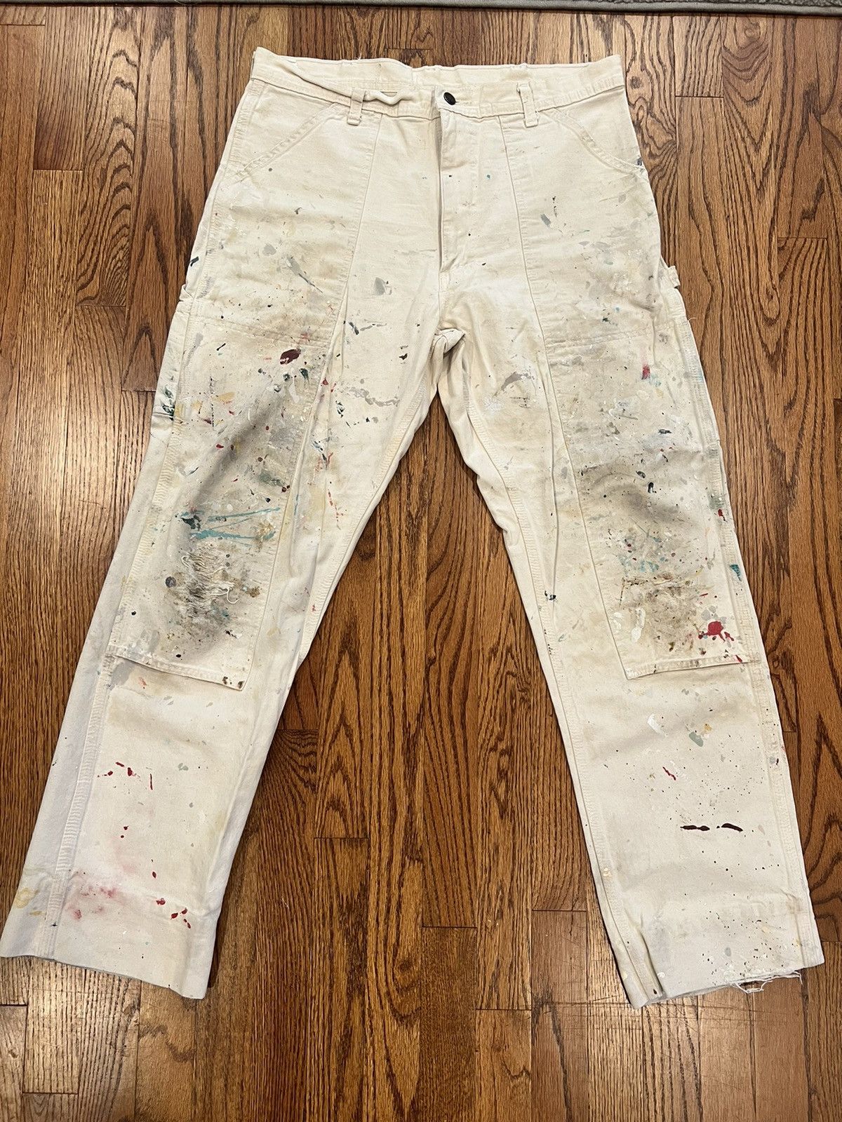 Streetwear × Vintage Vintage Double Knees Distressed Stained Painter ...