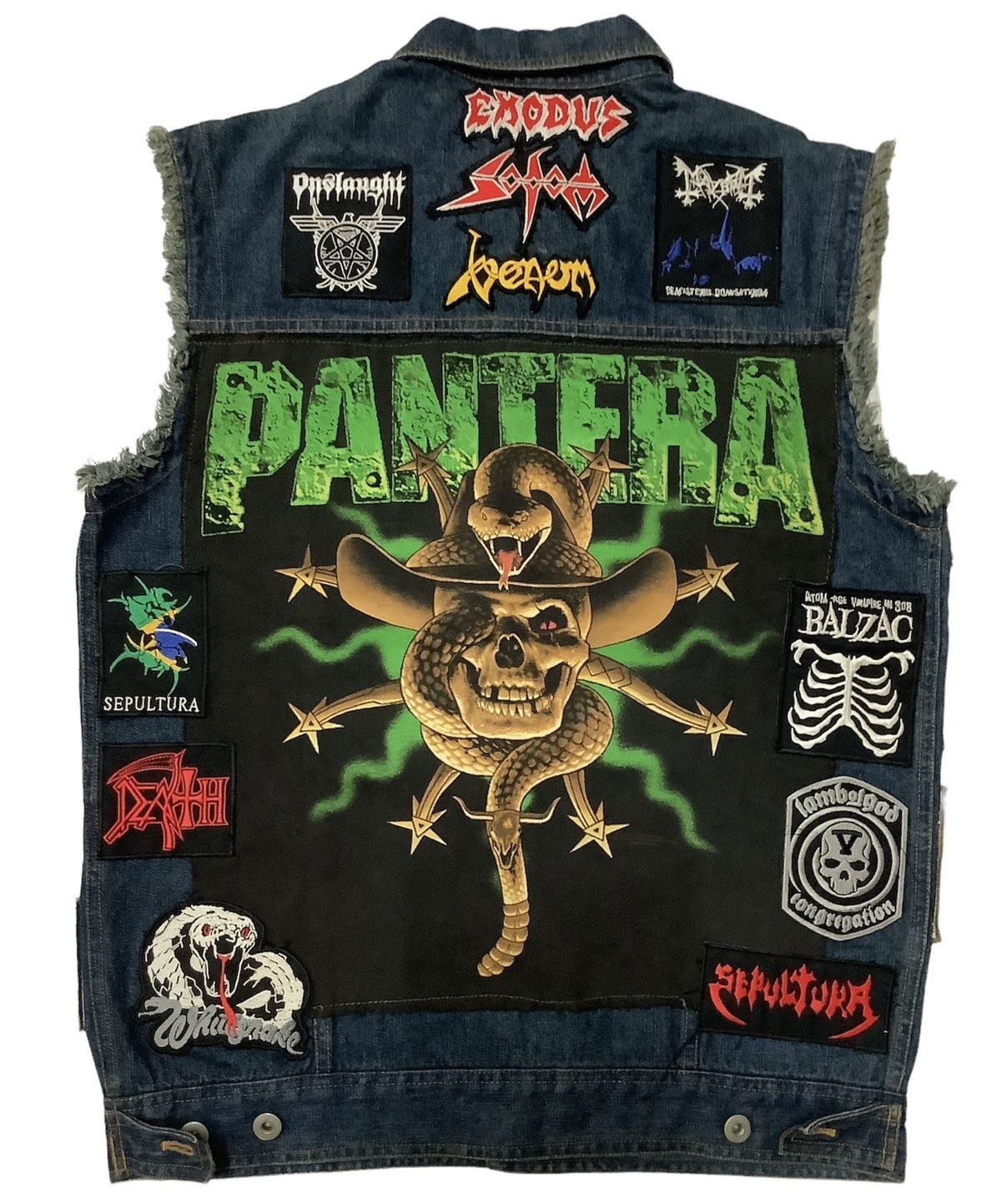 Custom × Designer × Vintage Vintage 2001 Pantera Battle Jacket custom ...