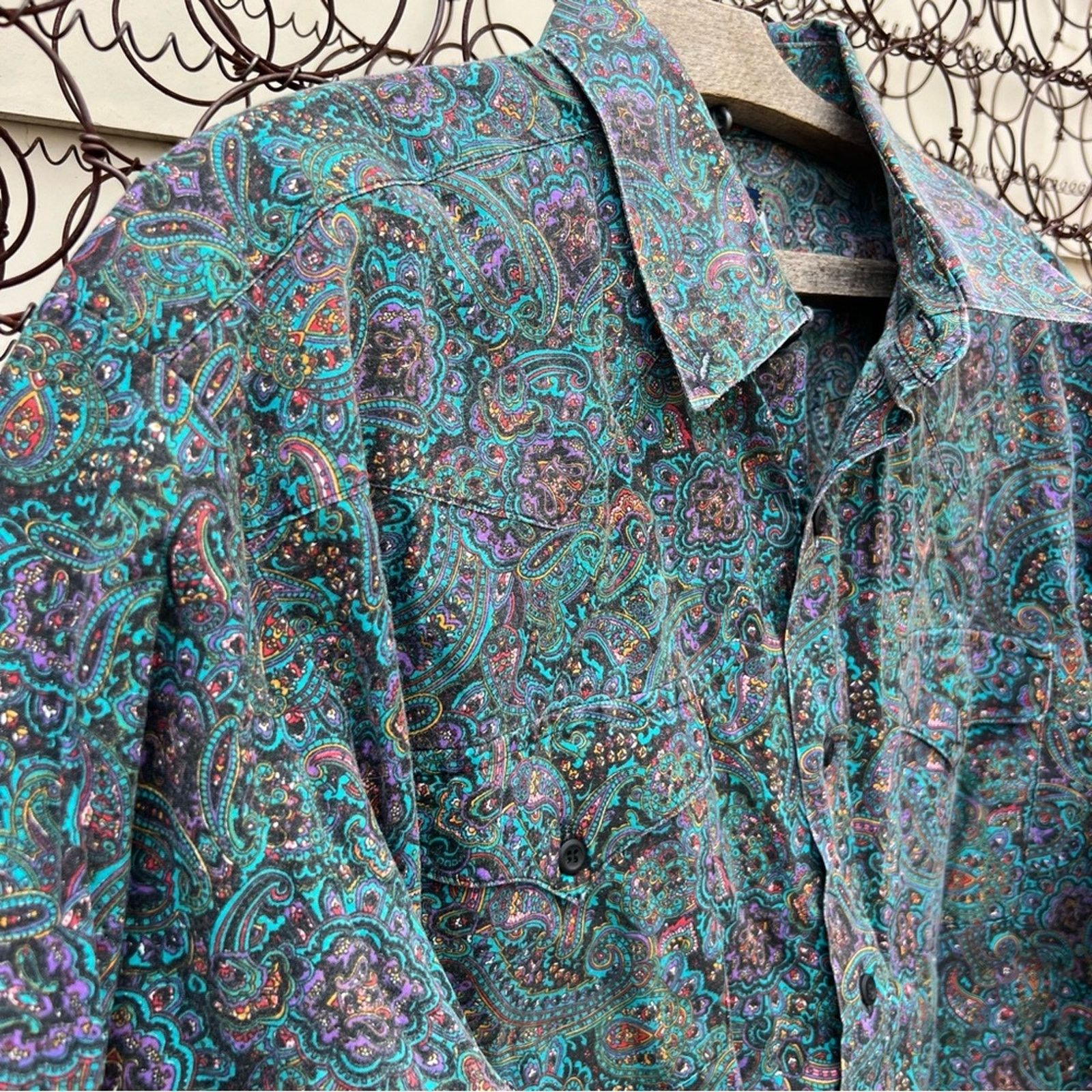 Panhandle Slim 90s Panhandle Slim Teal Purple Navy Paisley Western ...