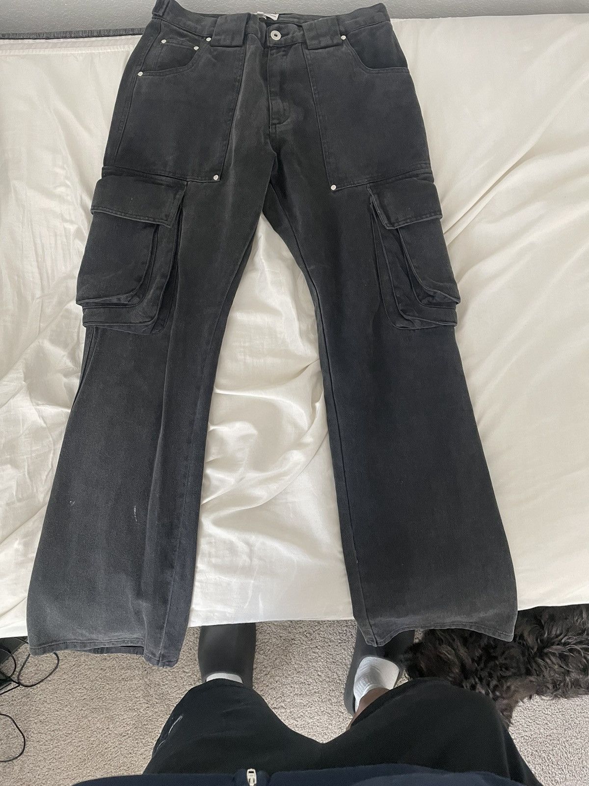 Japanese Brand Ktwo Studios flared Cargo pants denim | Grailed