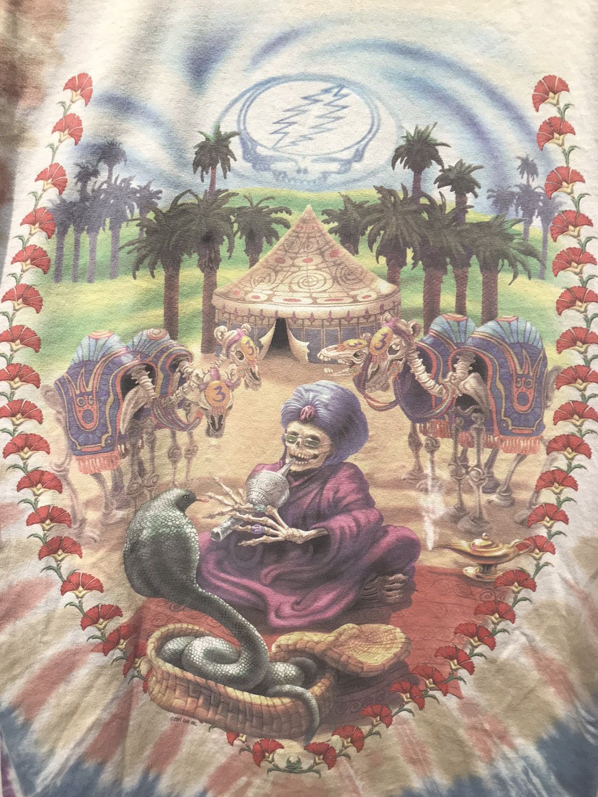 Vintage 2001 liquid blue Grateful Dead snake charmer AOP band | Grailed