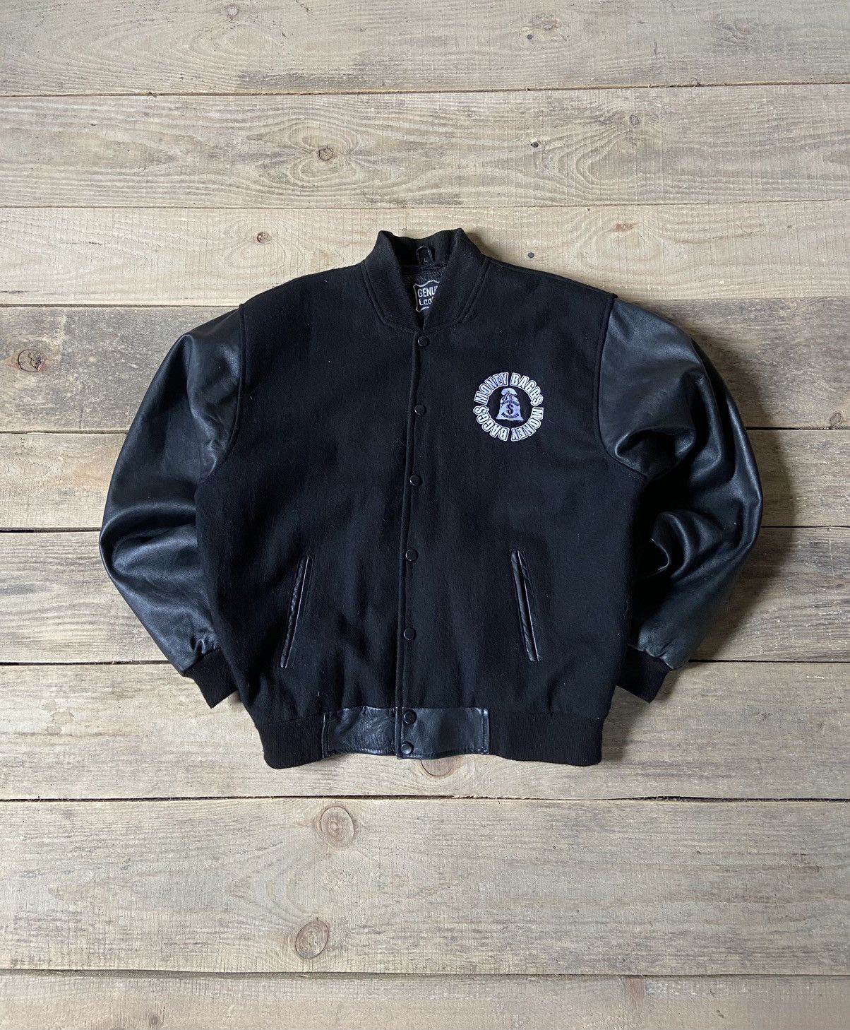 Vintage Vintage Varsity Jacket Genuine leather jacket Money Bags 💰 ...