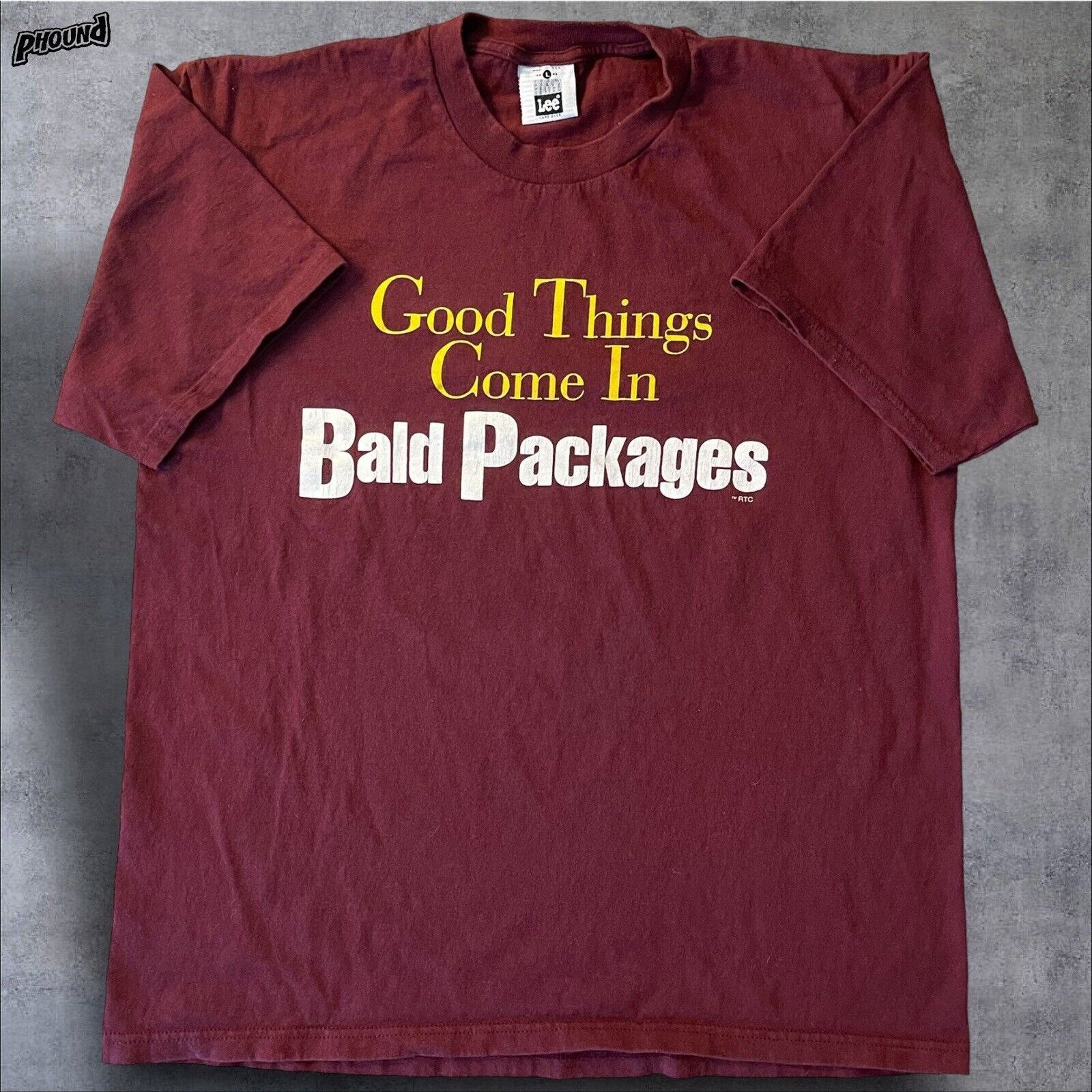 Lee Lee Tag Men's Good things Come in Bald Packages Tshirt L Vtg | Grailed