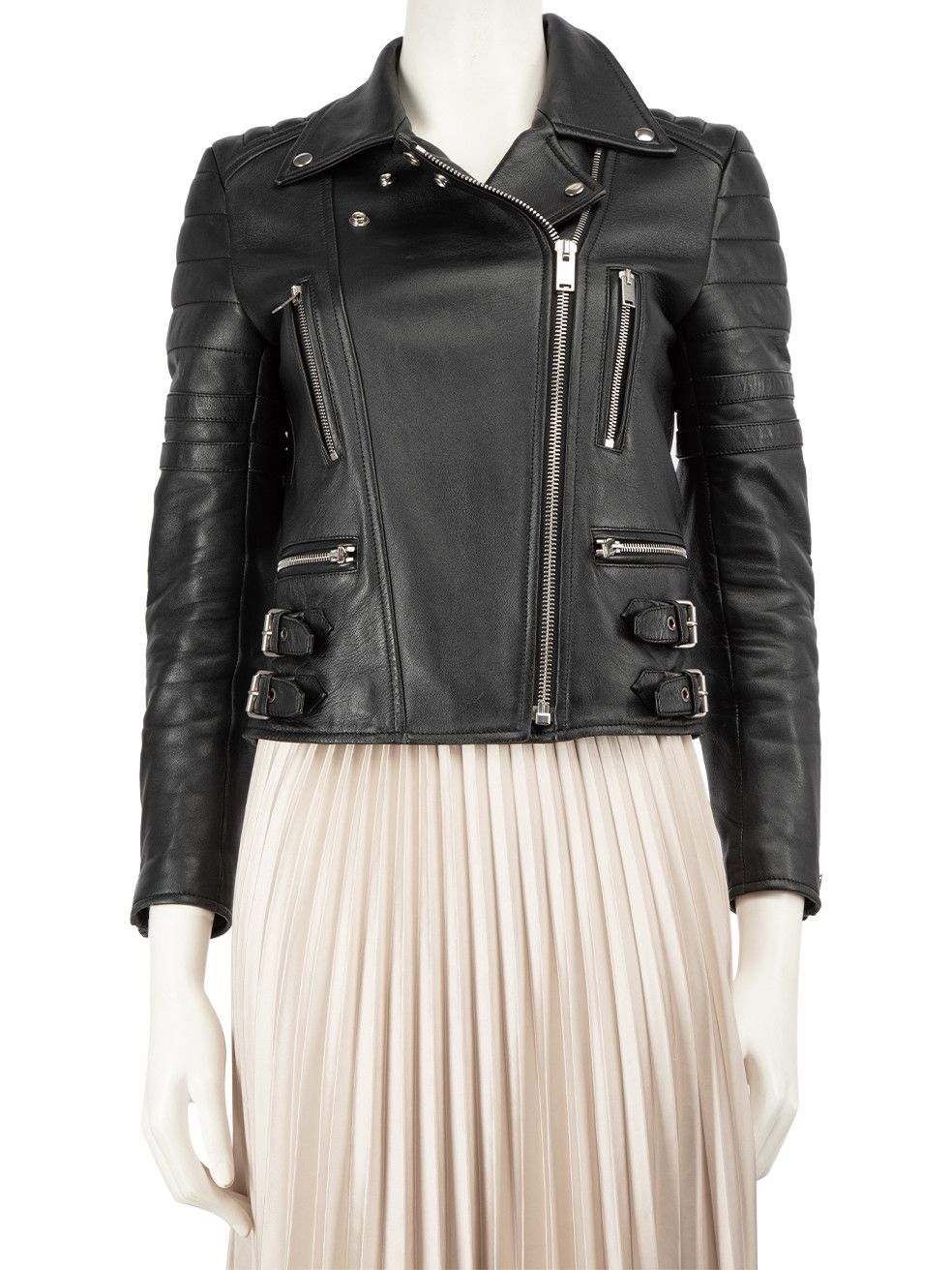 Celine Black Leather Biker Cropped Jacket | Grailed