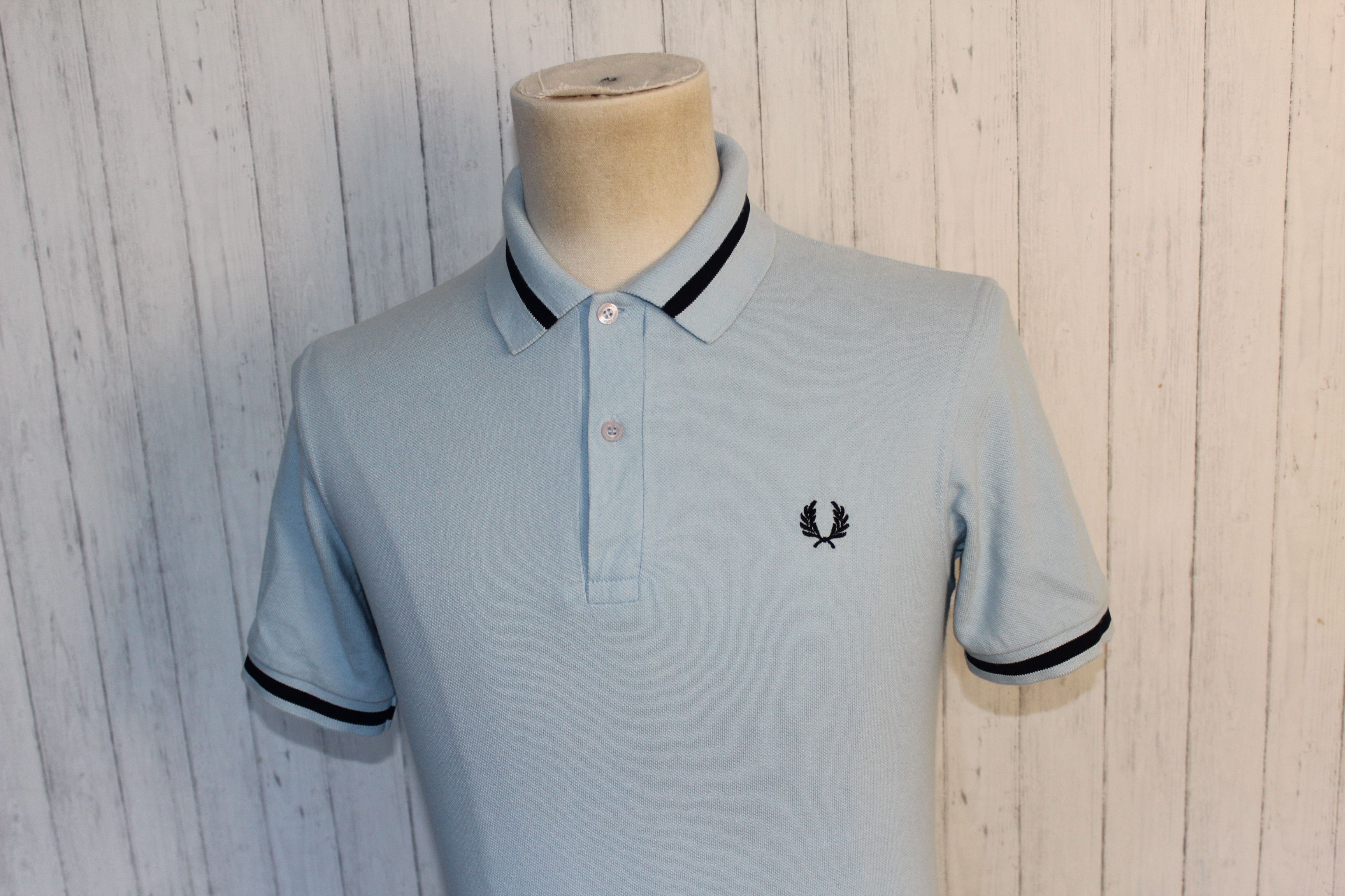 Fred Perry FRED PERRY Reissues Vintage Short Sleeve Blue Polo Shirt ...